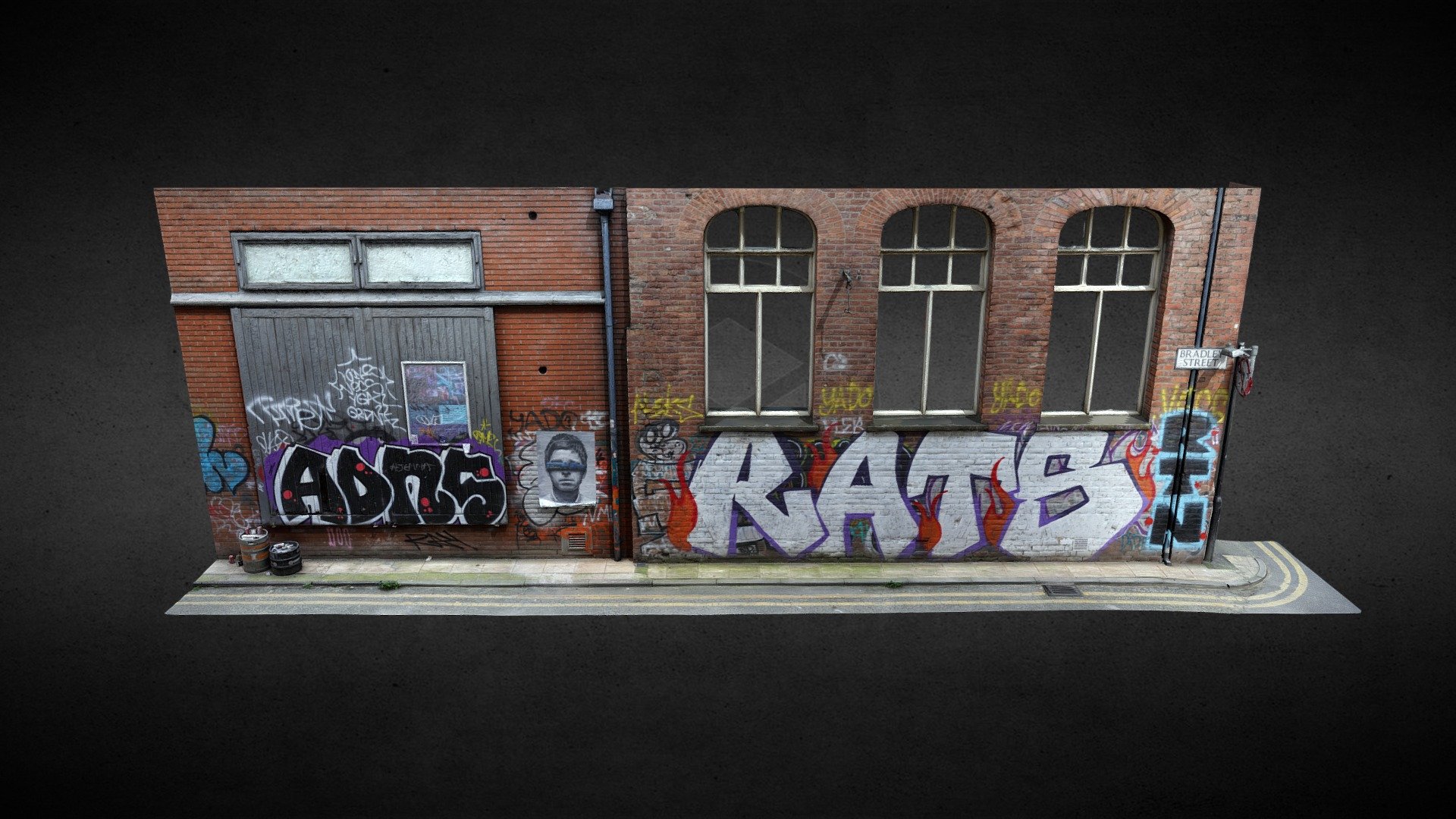 Manchester Graffiti Wall 2 - Download Free 3D model by Christians - The ...