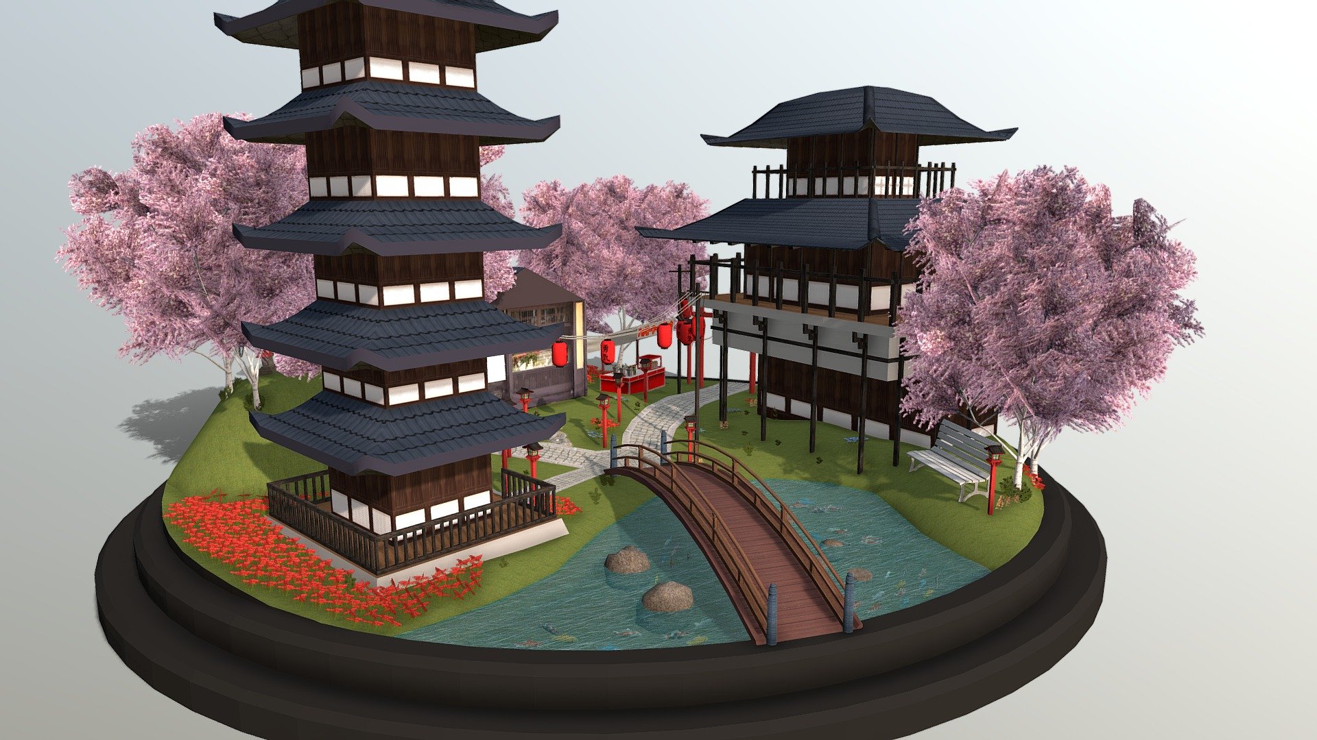 City scene Kyoto - 3D model by Luca Vanesche (@triktron) [718d782 ...