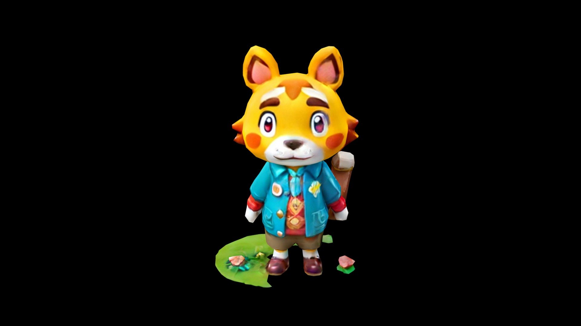 A 3D animal crossing character, a fox, stands on - Download Free 3D ...