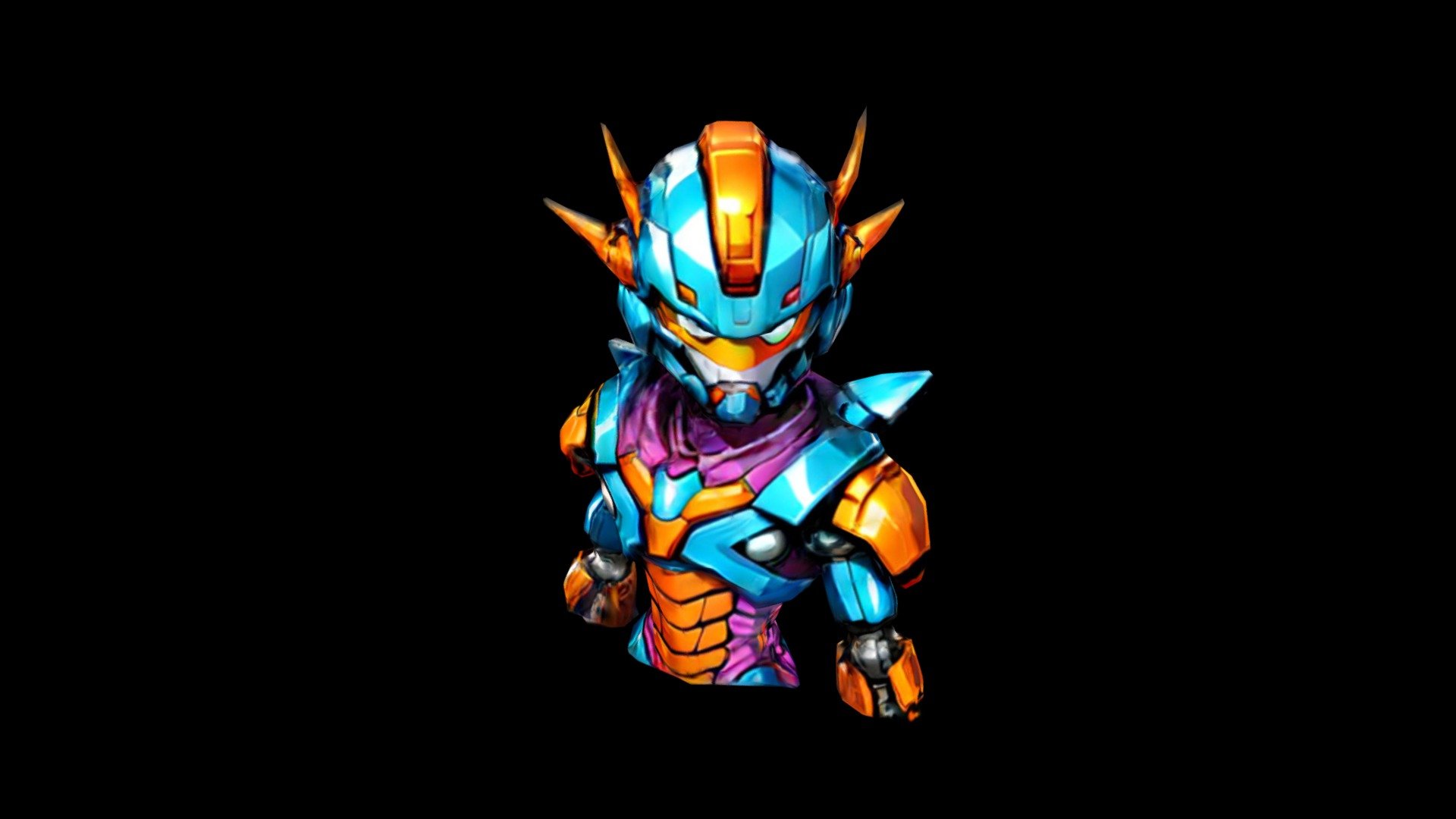 Anime character with blue and orange armor - Download Free 3D model by ...