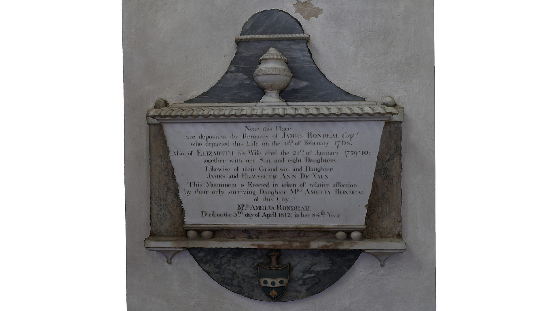 James Rondeau memorial d.1768 - 3D model by Rochester Cathedral ...