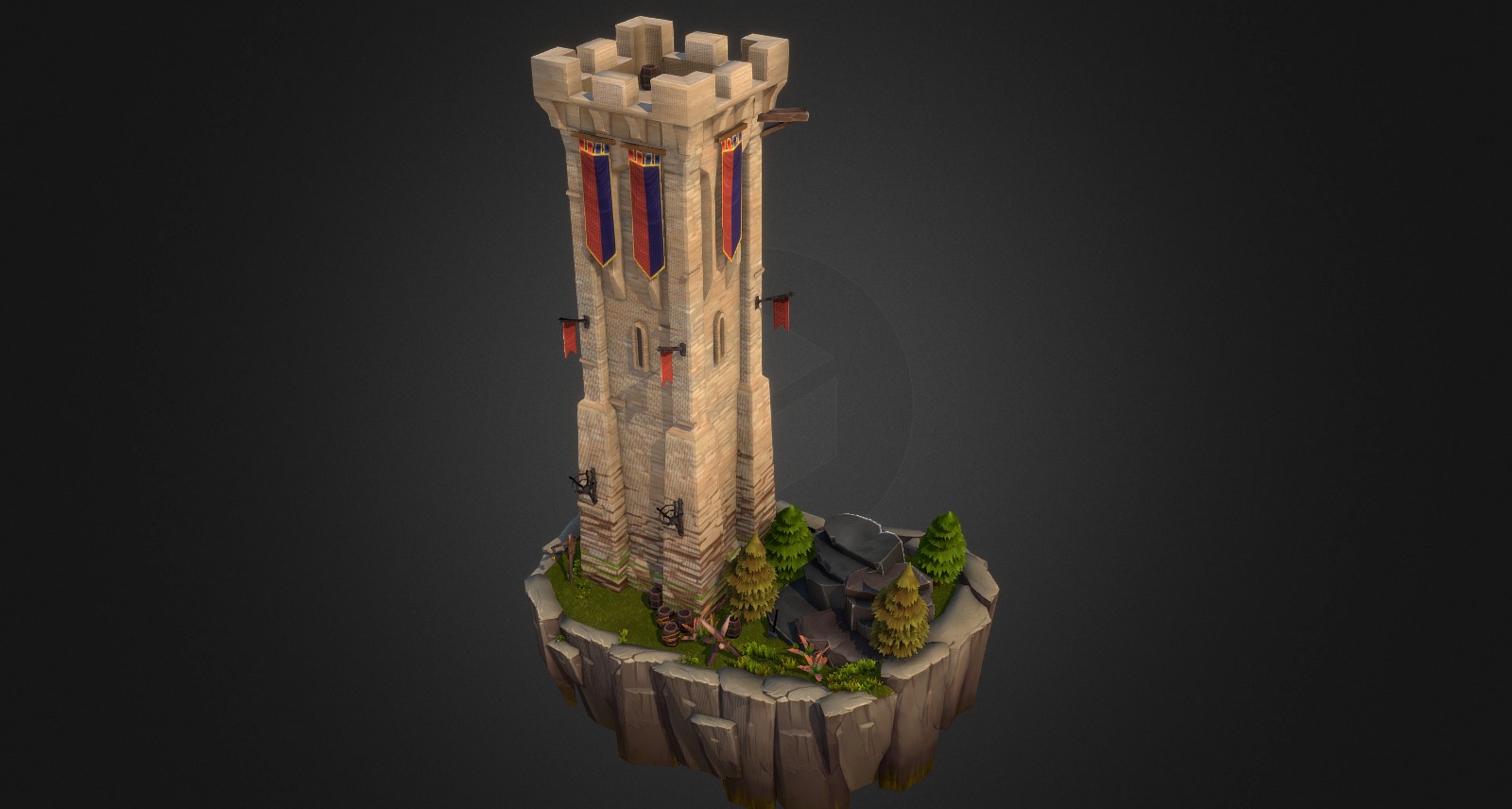 Castle Tower Re-done - 3D model by Polygrade3D [71b98c4] - Sketchfab