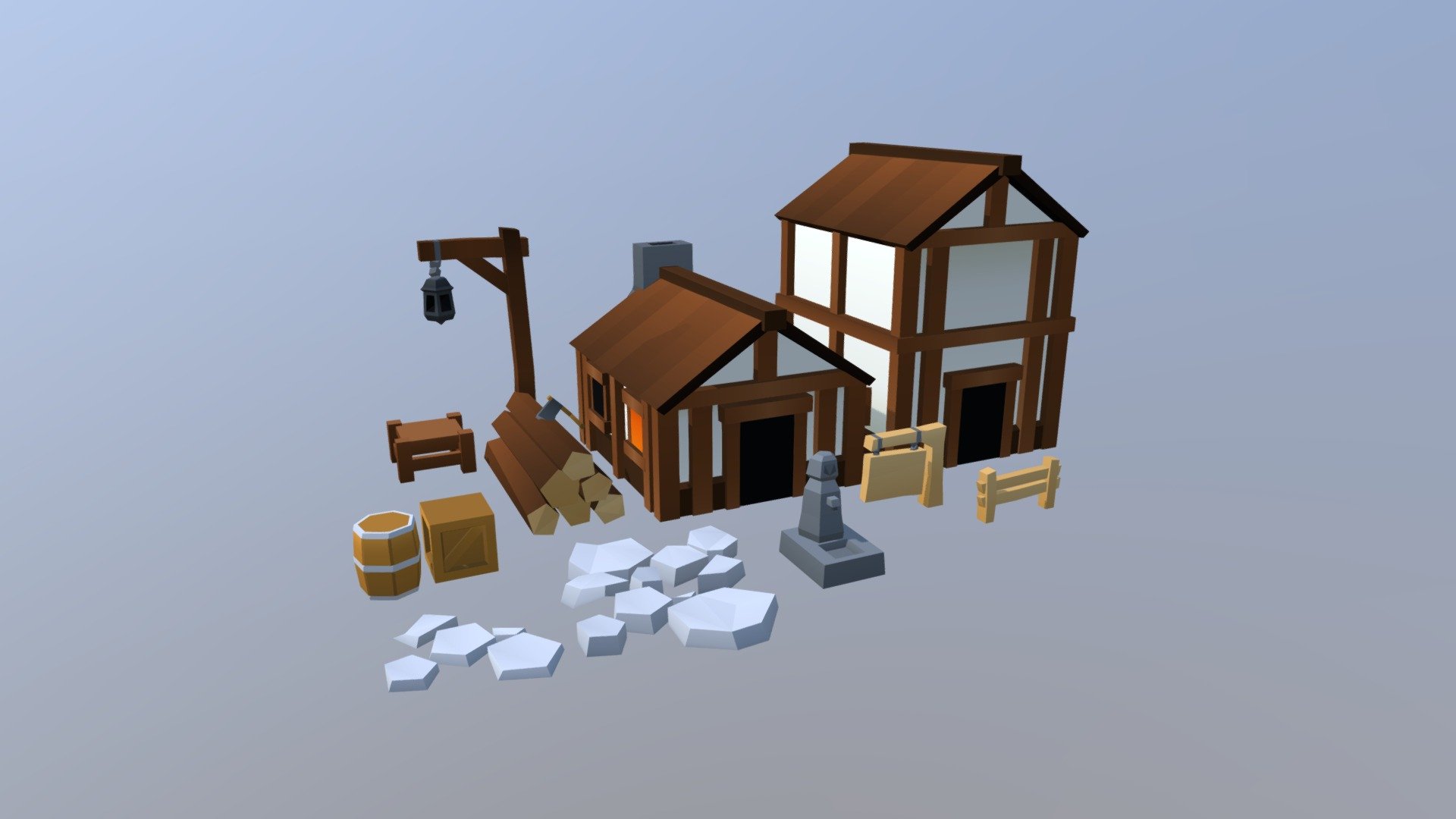 Low Poly Village Props - 3D model by squareanon [71e10e5] - Sketchfab