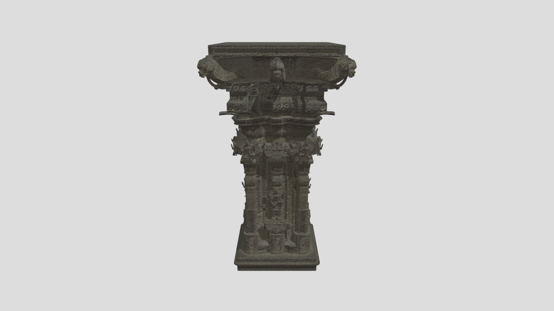 South Indian Ancient Temple Pillar - Download Free 3D model by bharath ...