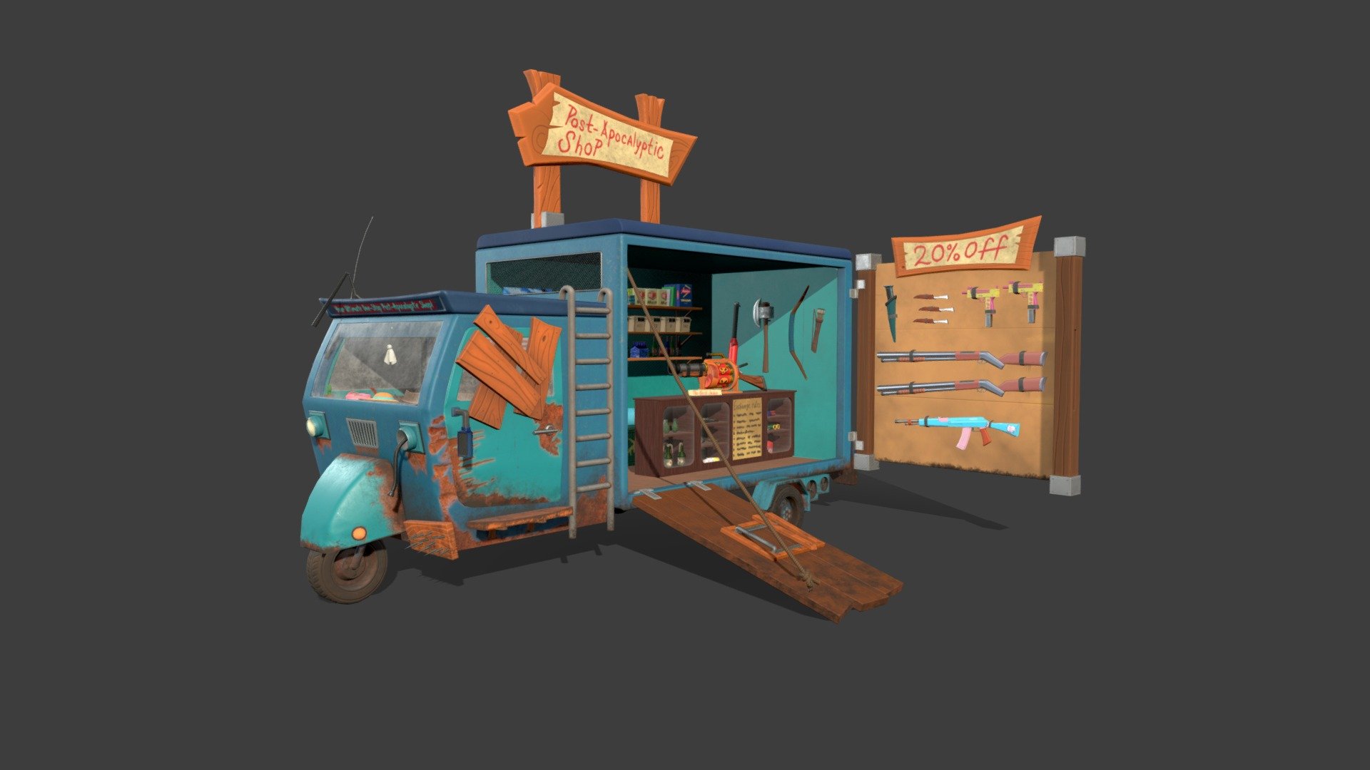 The Post-Apocalyptic Shop On Wheels - Download Free 3D model by Mavis ...