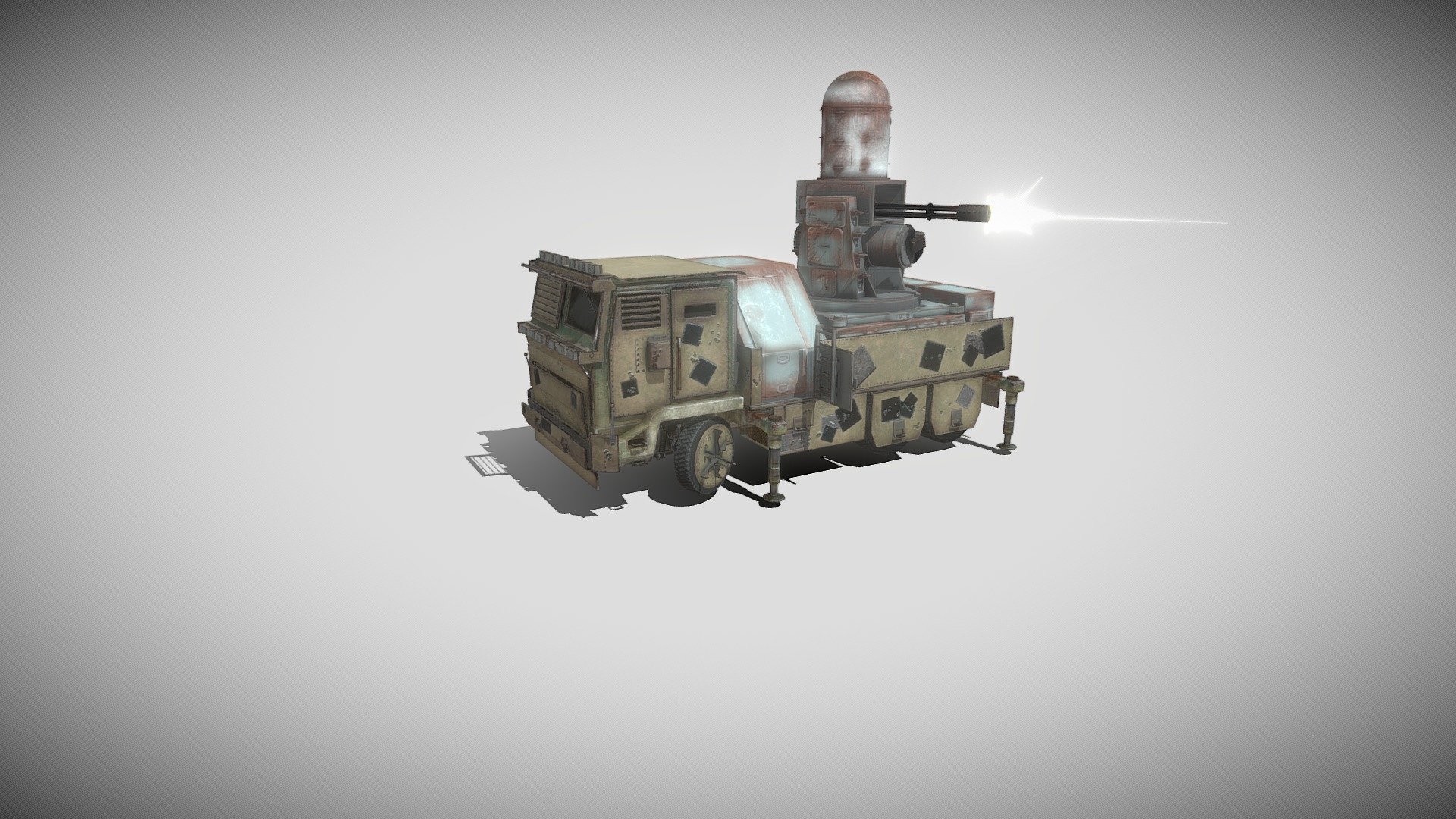 Post Apo Truck with naval Phalanx CIWS - 3D model by fragelius [71f90d9 ...