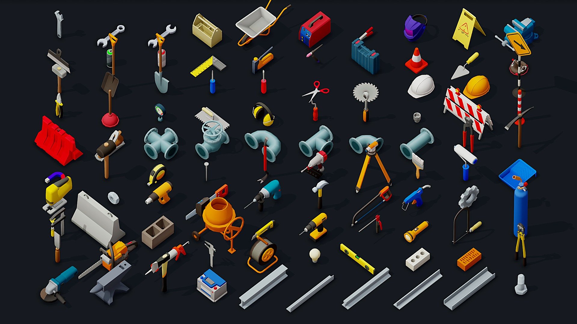 Tools - Low-Poly Big Pack - 3D model by warcool [7200173] - Sketchfab
