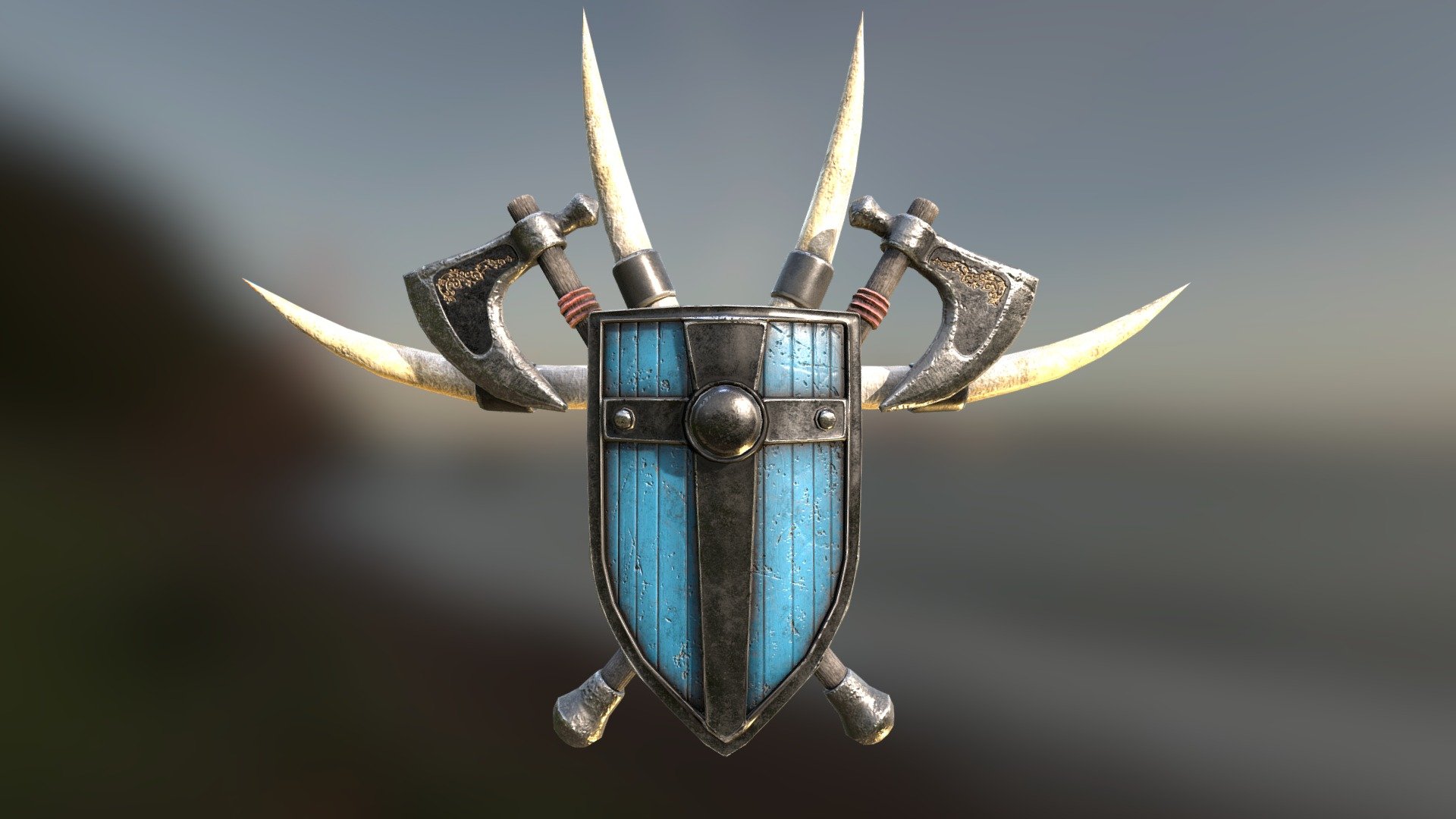 Axes And Shield - 3D model by Hesing [7201e1c] - Sketchfab