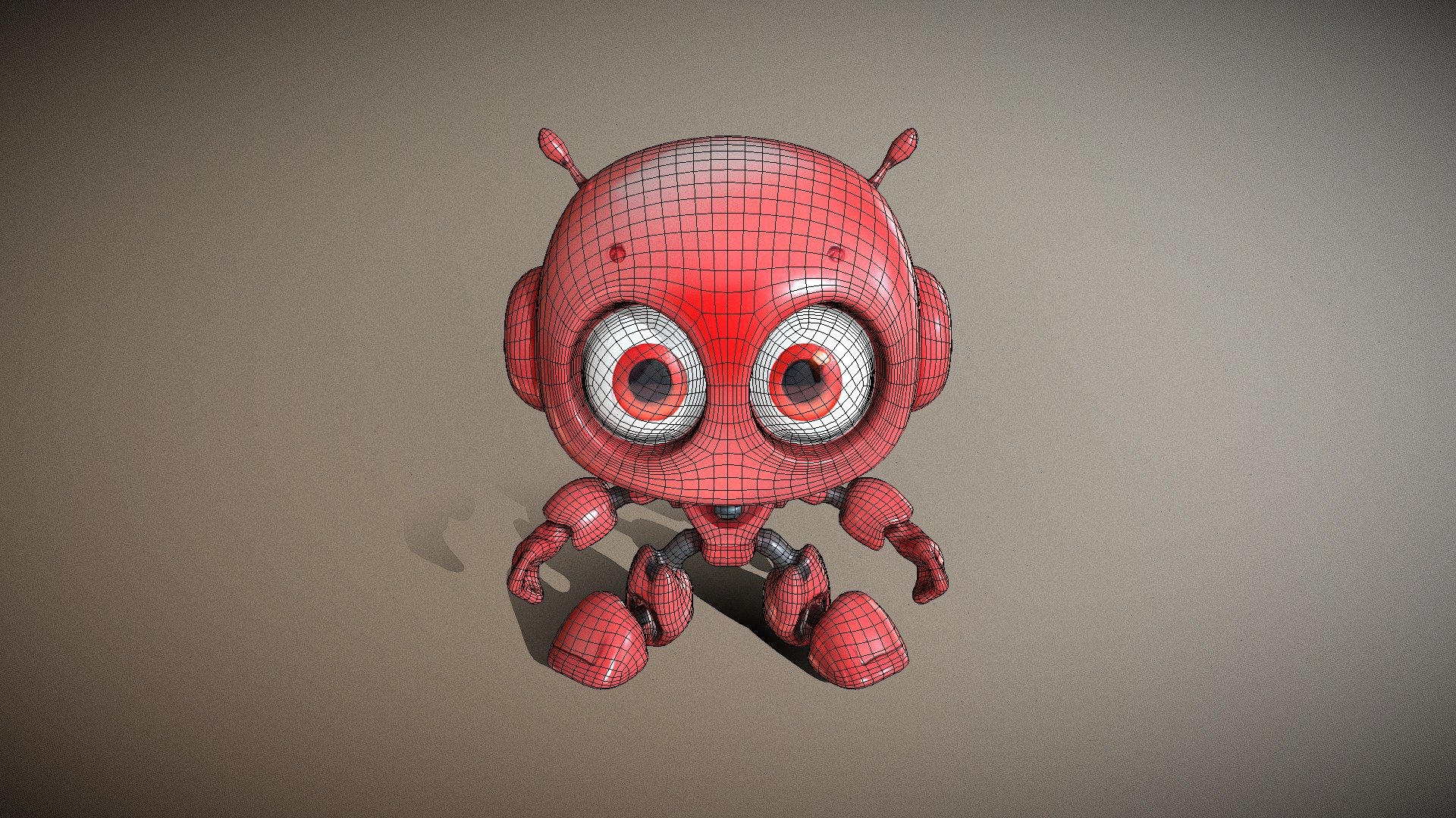 Cute round robot with big eyes, small limbs. - Download Free 3D model ...