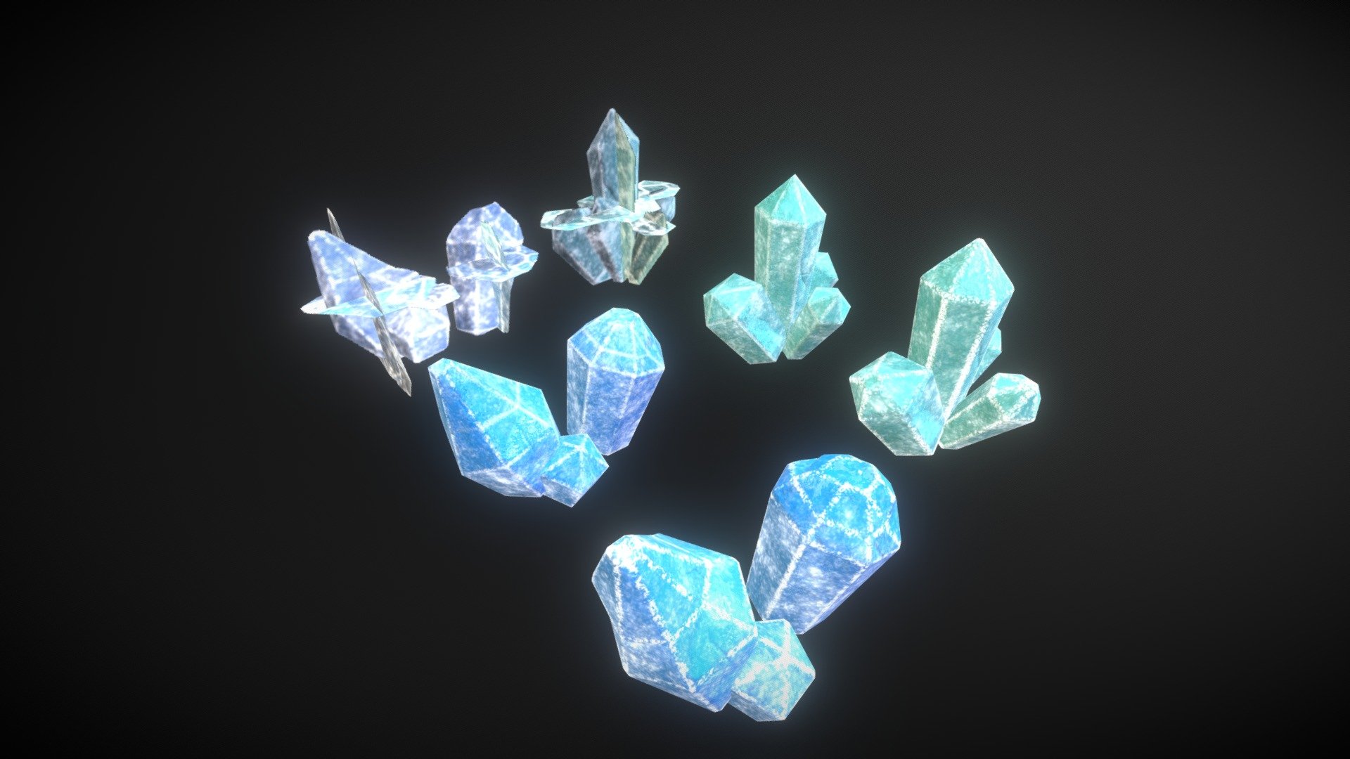 Glowing Blue Crystals - 3D model by Nicholas Kary (@nicholaskary ...