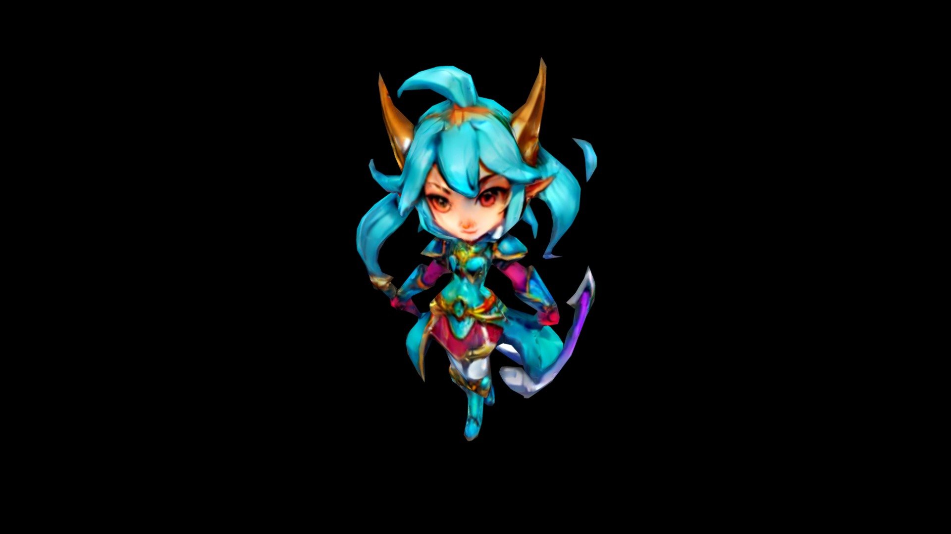 The anime-style cartoon features a female elf wi - Download Free 3D ...