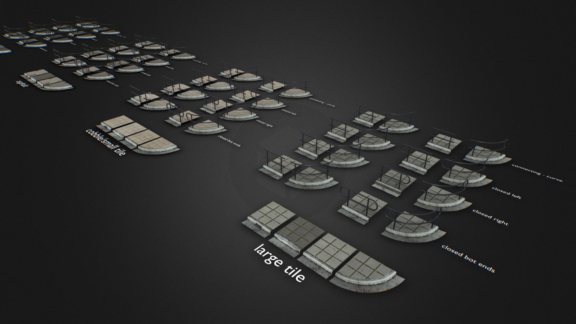 Curb sidewalk walkway 3d asset kit - Buy Royalty Free 3D model by 3D ...