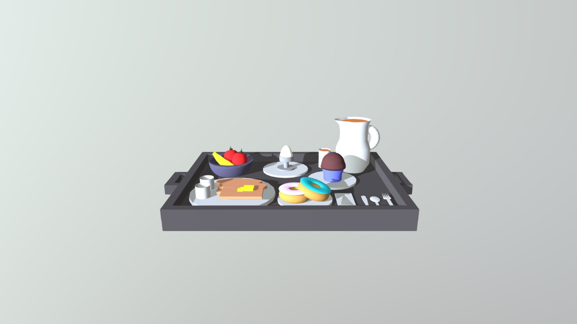 Continental Breakfast Tray - 3D model by srameshbabu [7266ee2] - Sketchfab