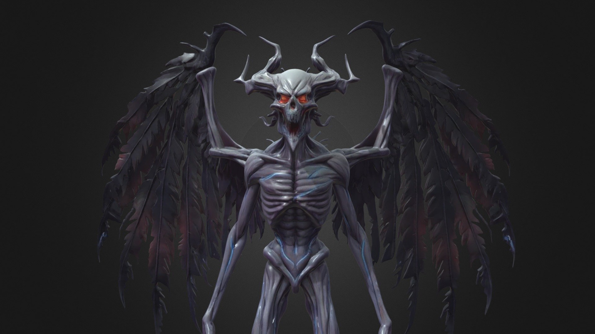 Skinny Horror Demon with Feathered Wings - Download Free 3D model by ...