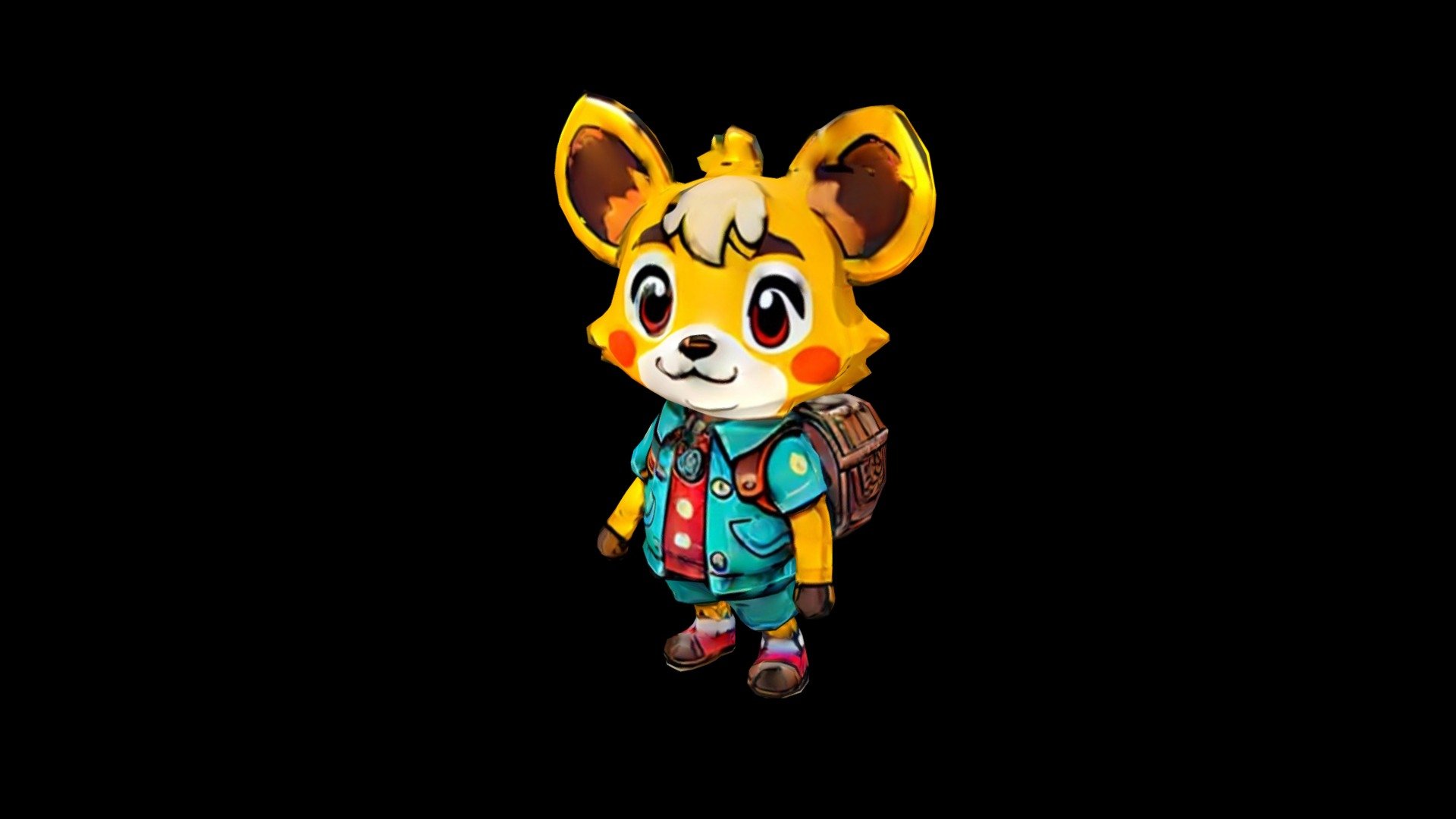 A tan fox wearing a green jacket, red shirt, and - Download Free 3D ...