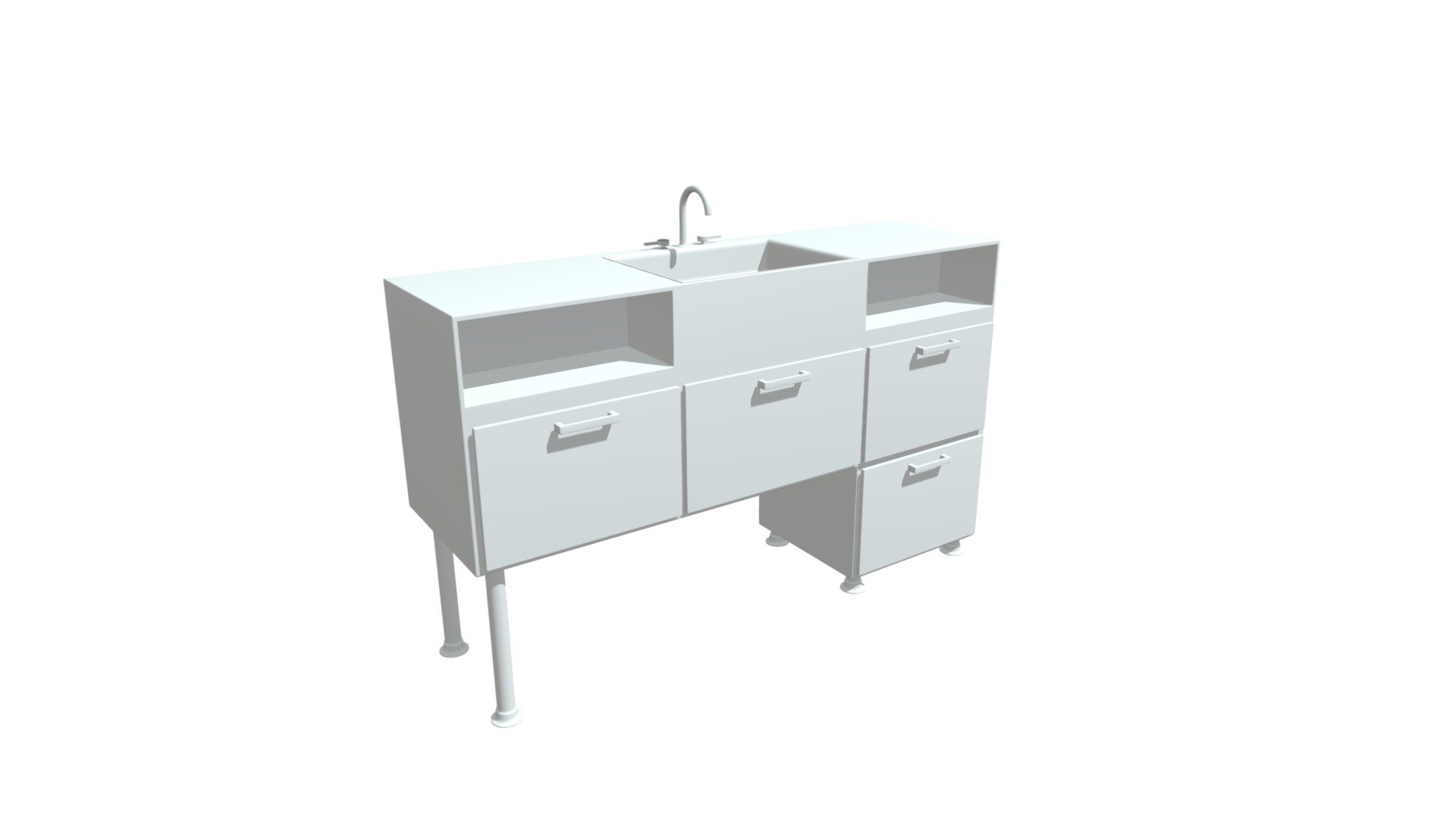 Dorm Counter With Sink [No Texture] - Download Free 3D model by Ingrid ...