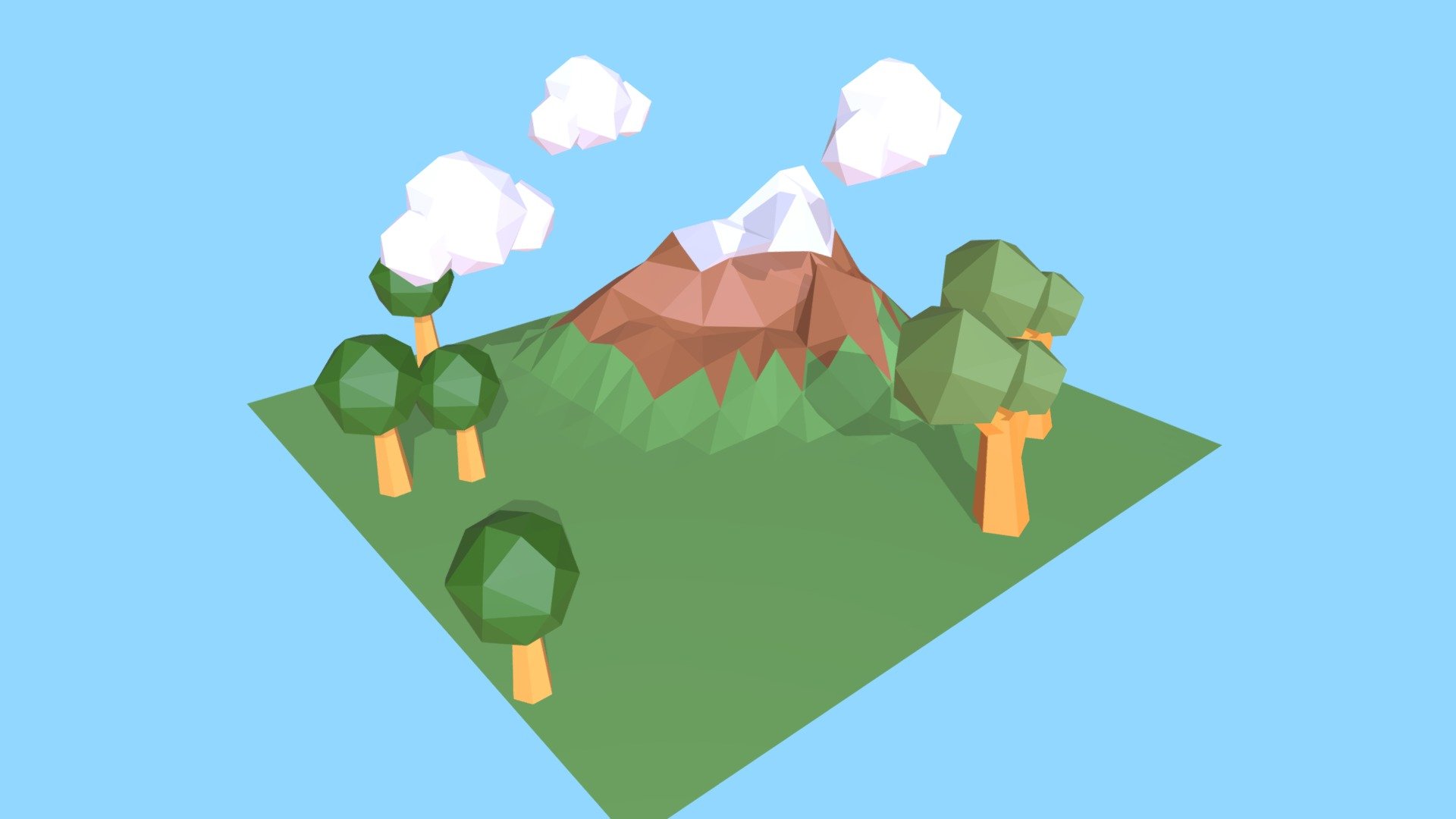 Low poly mountain scene - Download Free 3D model by Dan [727ff6f ...