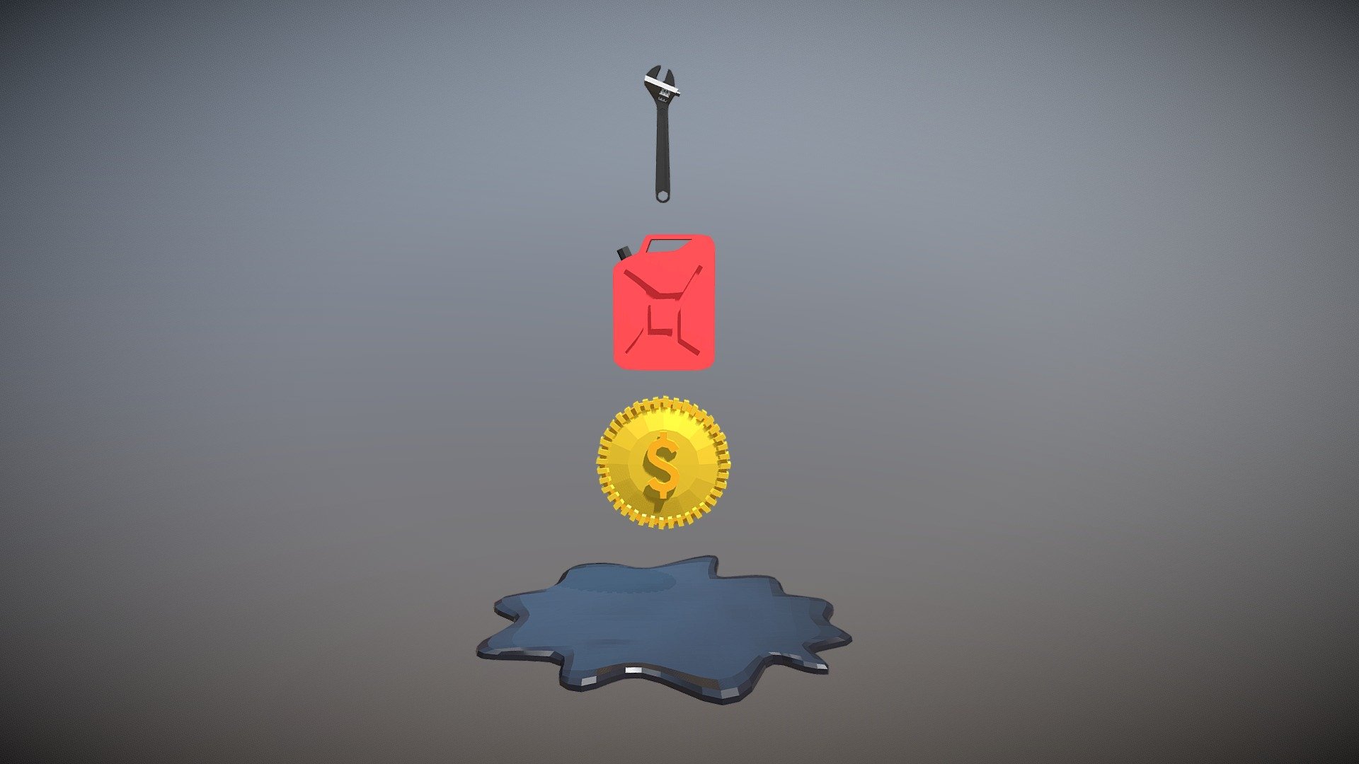 Lowpoly Items: Oil Puddle, Coin, Gas Can, Wrench - 3D model by TeamMima ...