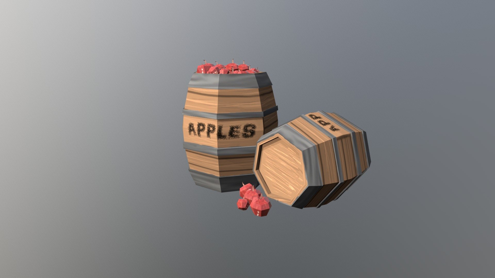 Apples And Barrel - 3D model by LisaBlackwell [7286b80] - Sketchfab
