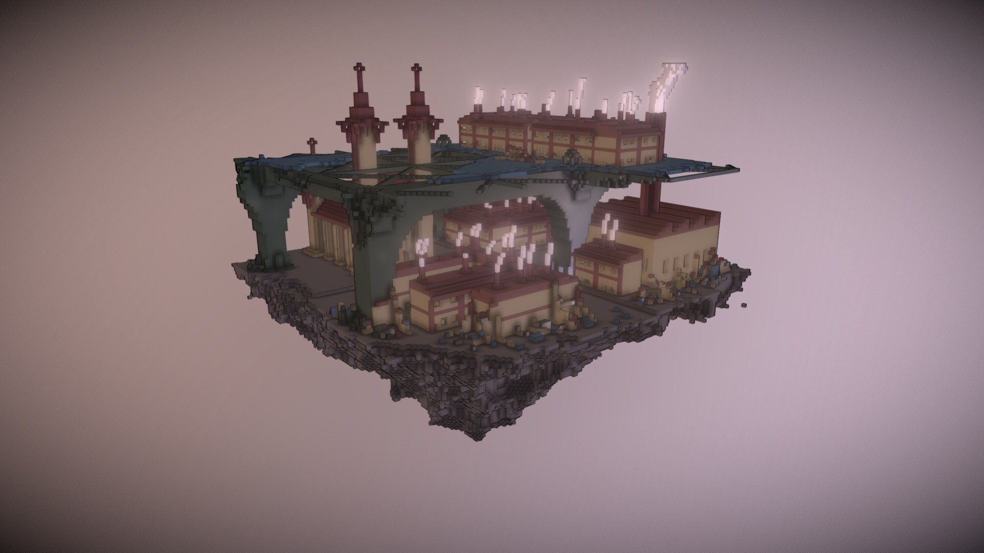 Voxel steampunk city 2 - 3D model by Feathr0z [728d894] - Sketchfab