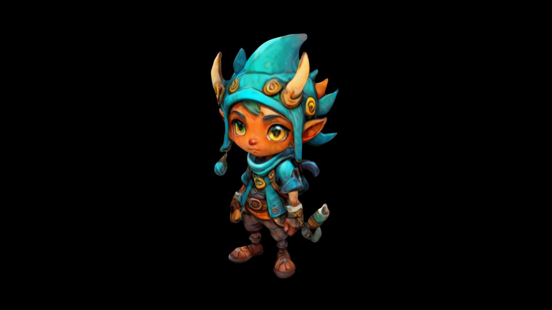 a character dressed in blue and green clothing r - Download Free 3D ...