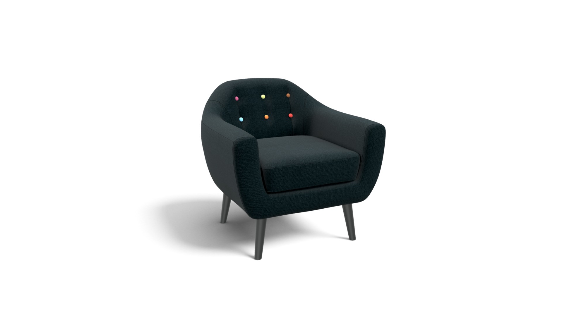 Ritchie Armchair,Anthracite Grey Rainbow Buttons - Download Free 3D ...