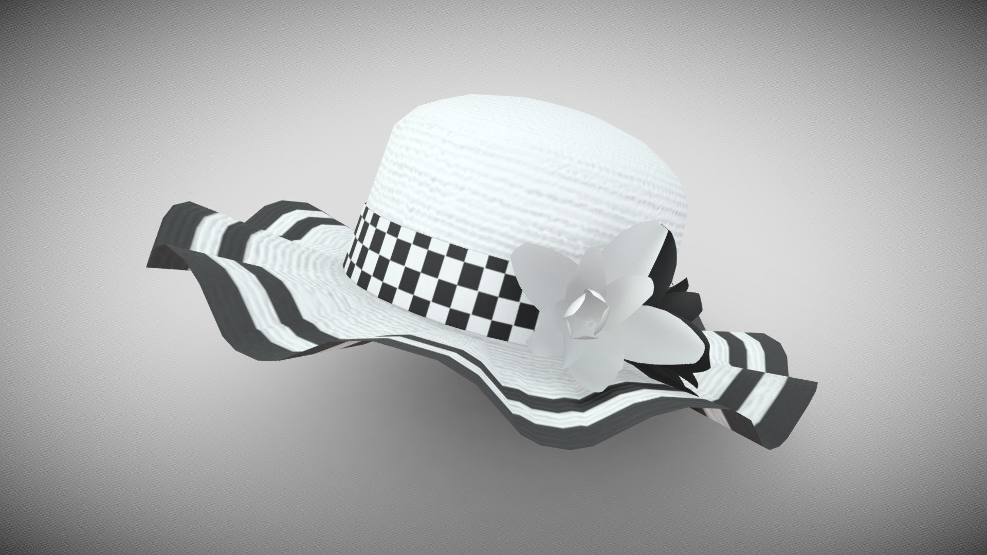 Straw Hat dome Crown Shaped Wave Brim(White)💮📷 - 3D model by ayumi ...