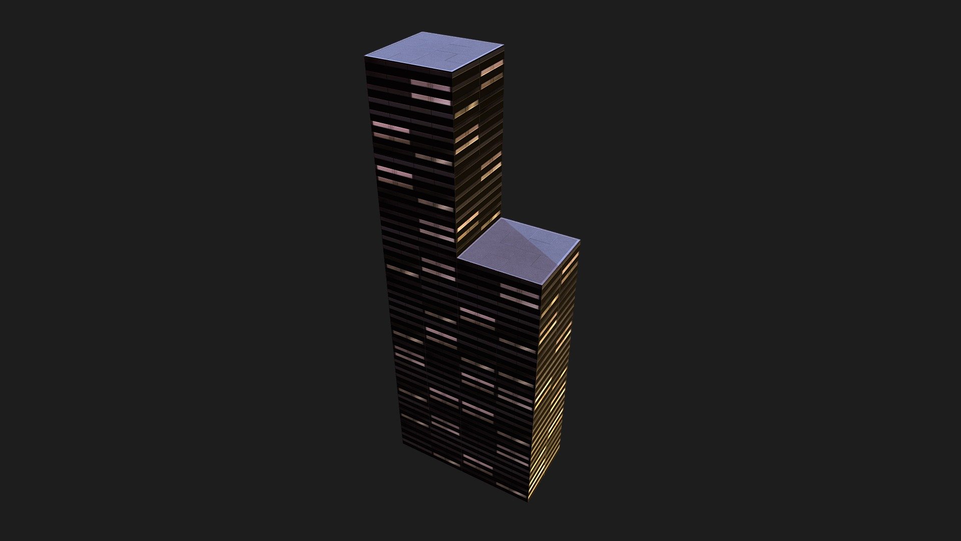 Building - rectangle - 2 tier - illuminated - Download Free 3D model by ...