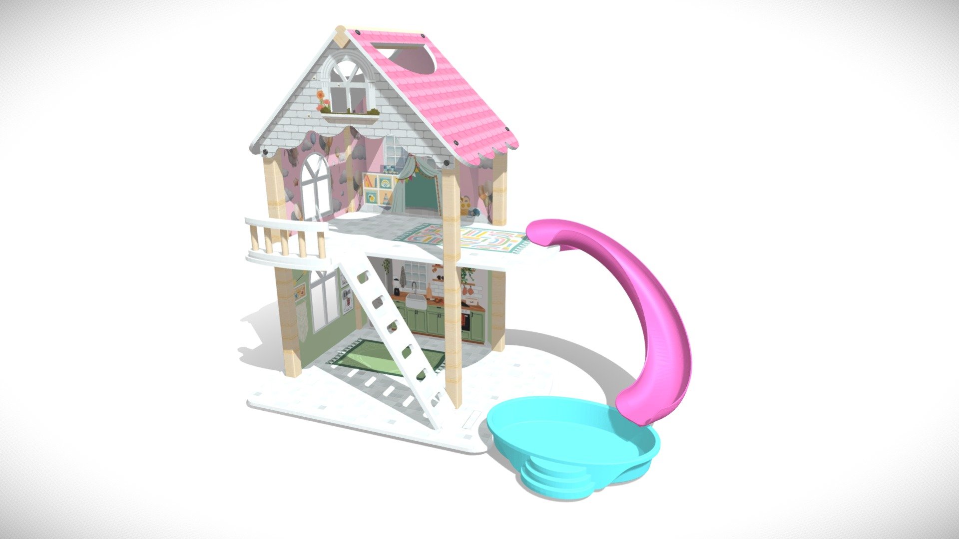 Wooden Dollhouse - 3D model by İhsan Yiğit Demirel (@yigit_demirel ...