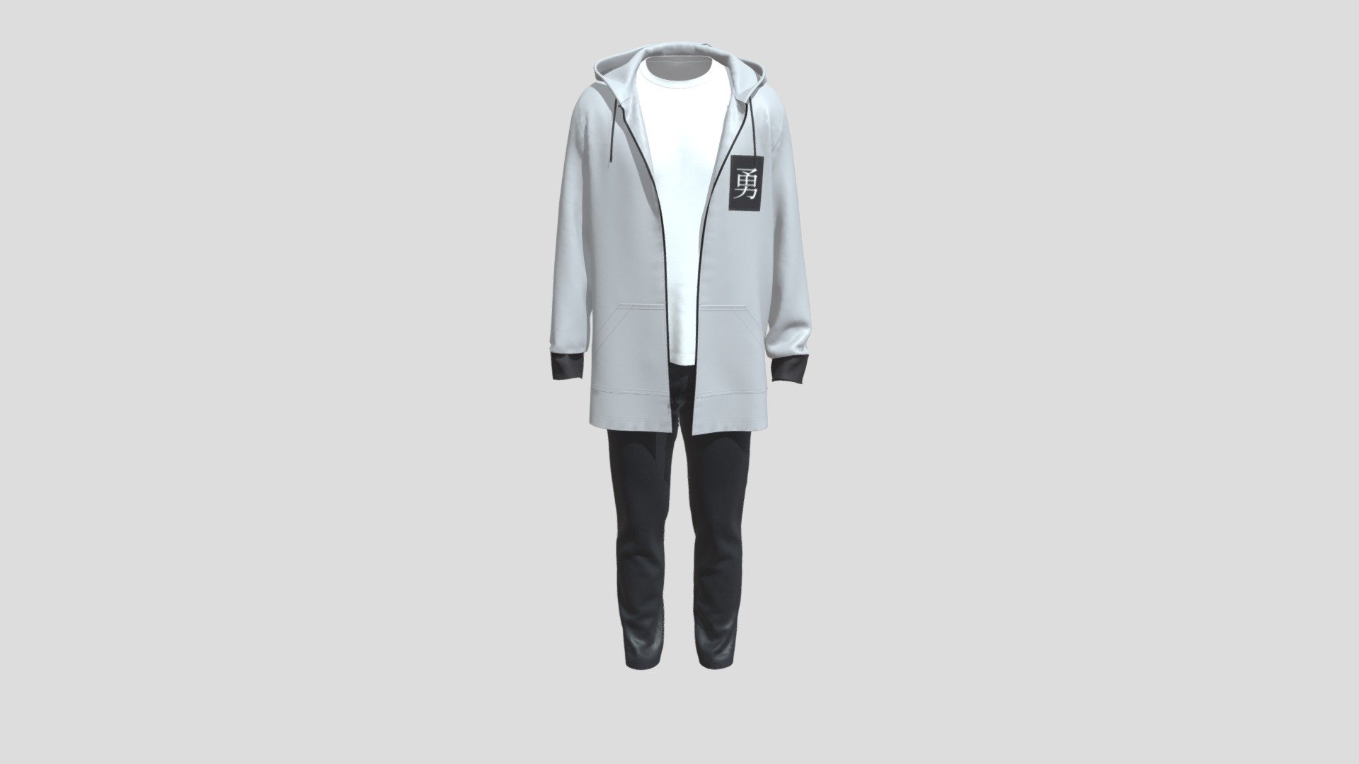 Hooded Zip-up Jacket 2 Unzipped Outfit - Buy Royalty Free 3D model by ...