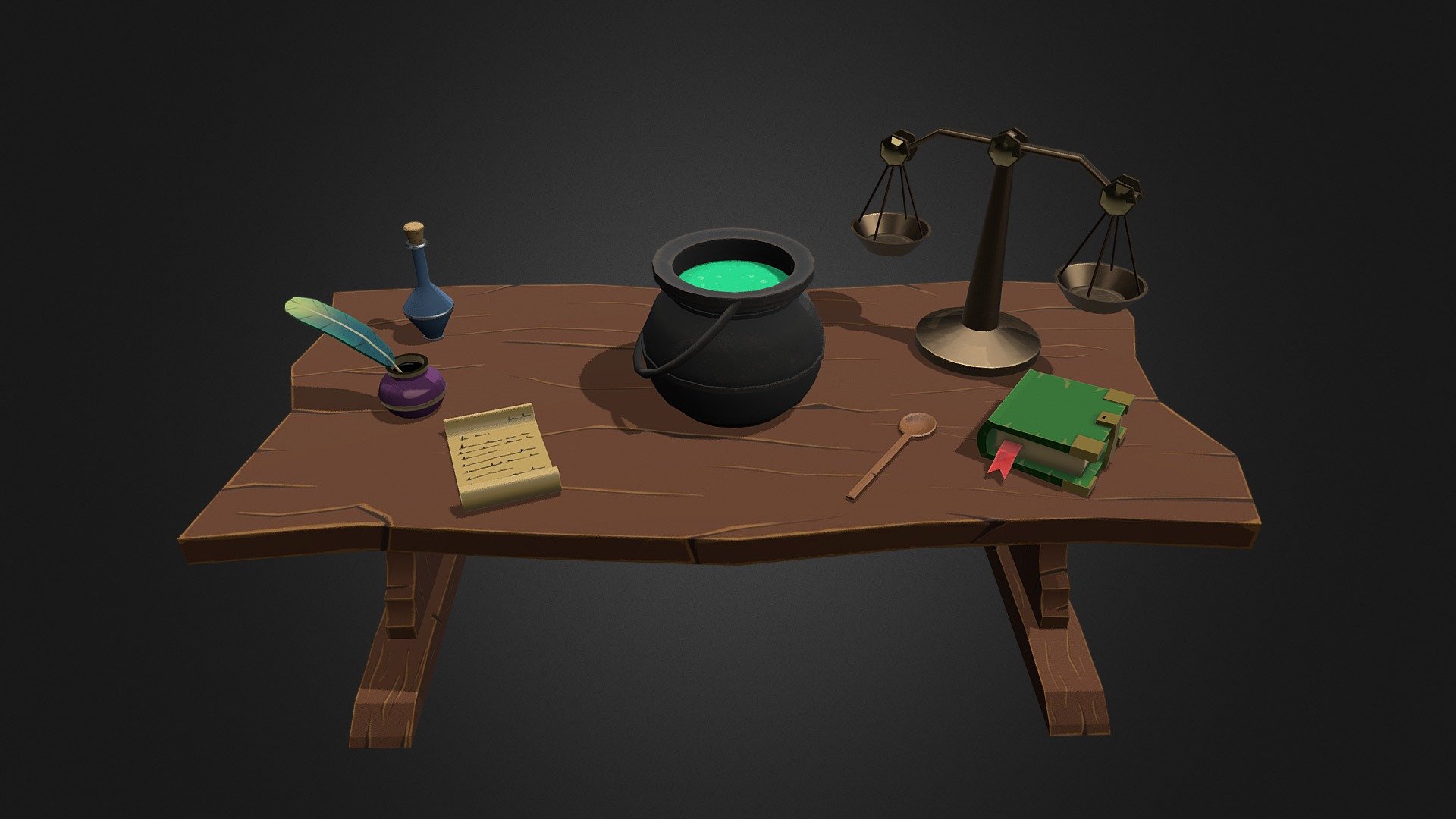 Handpainted wooden table - 3D model by khalitirkai [72e5bf4] - Sketchfab