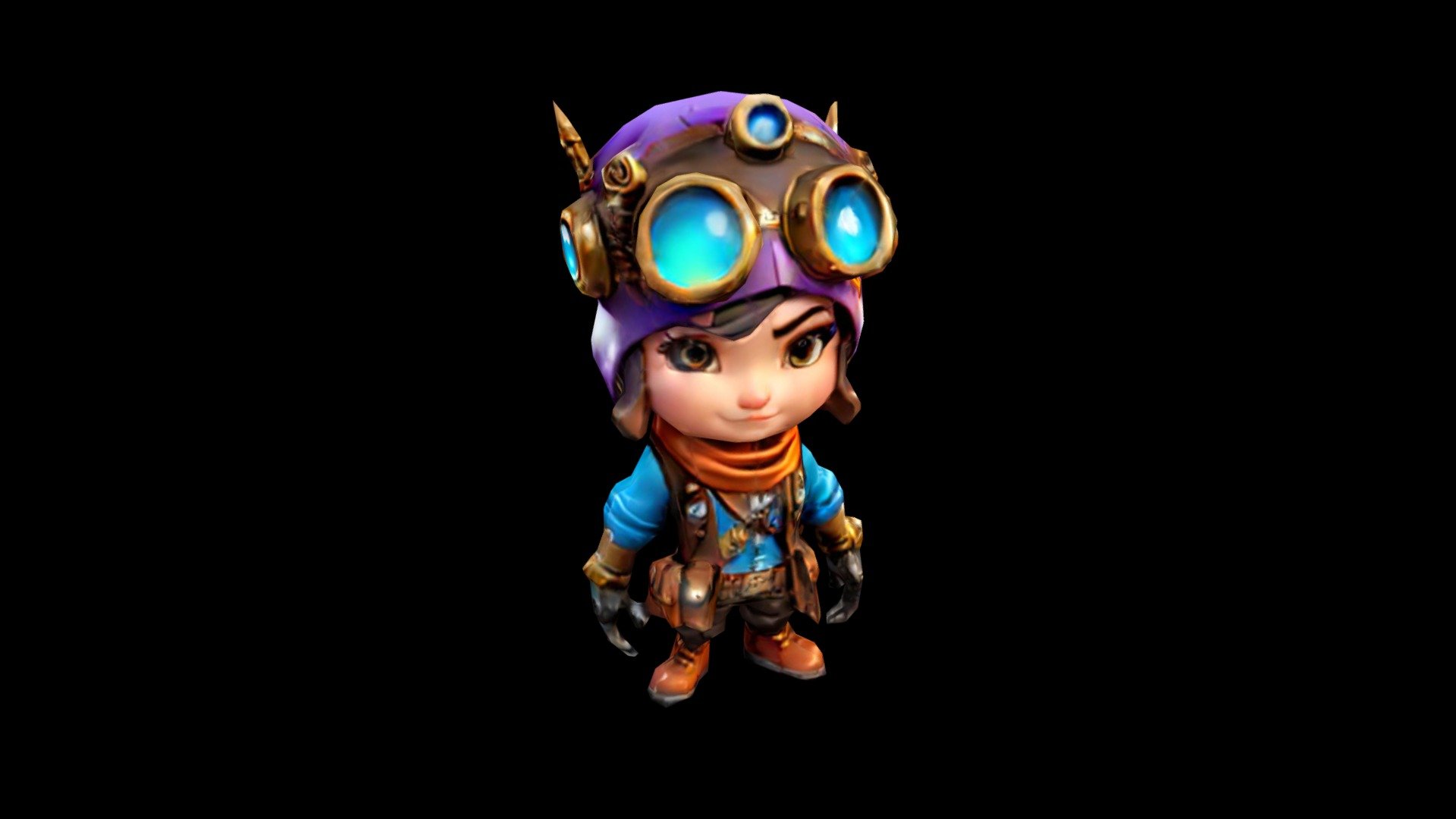 Anime-style young girl character with purple gog - Download Free 3D ...