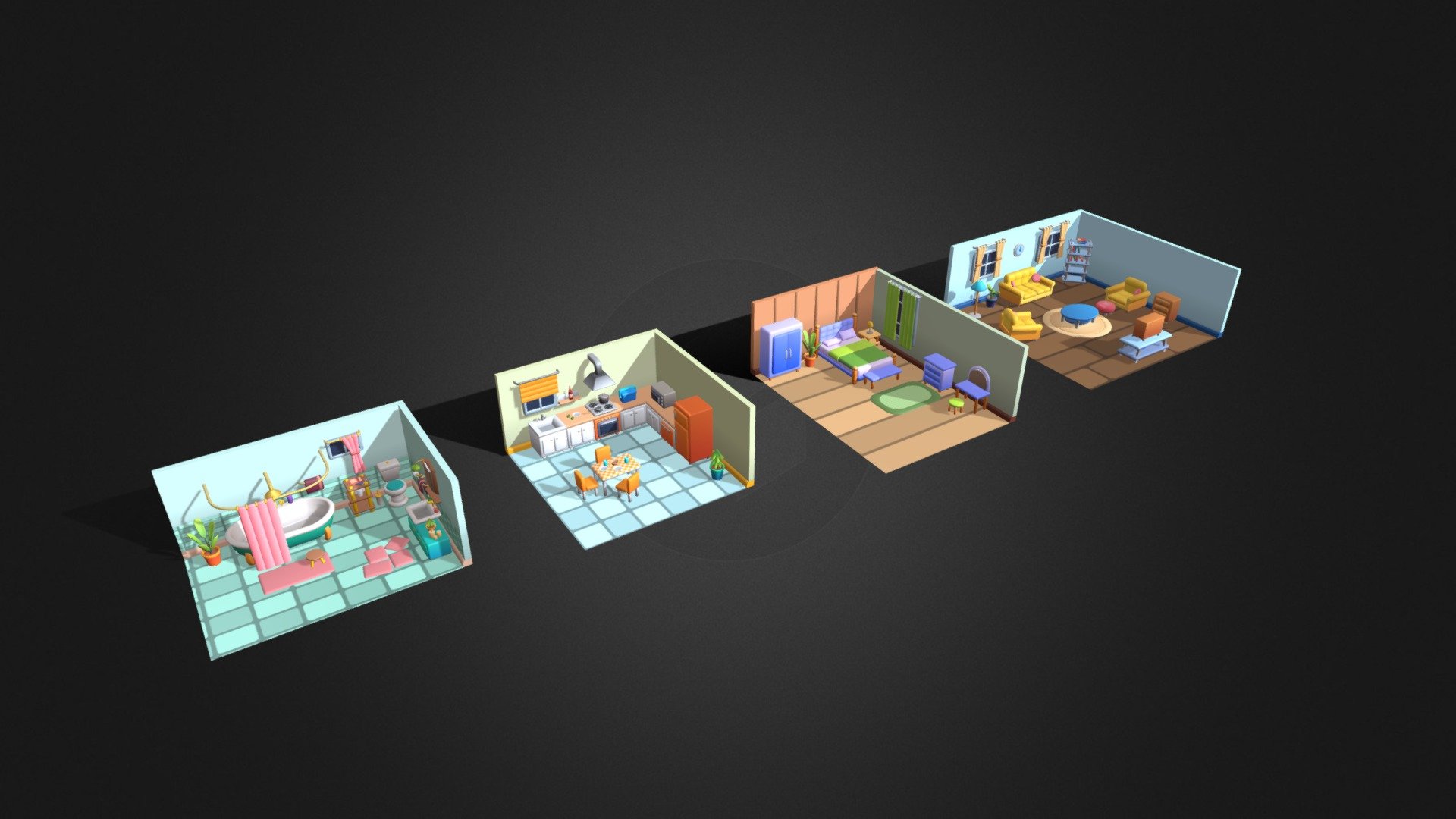 Low Poly Cartoon Interior Set - 3D - 3D model by Lost Panda Games ...