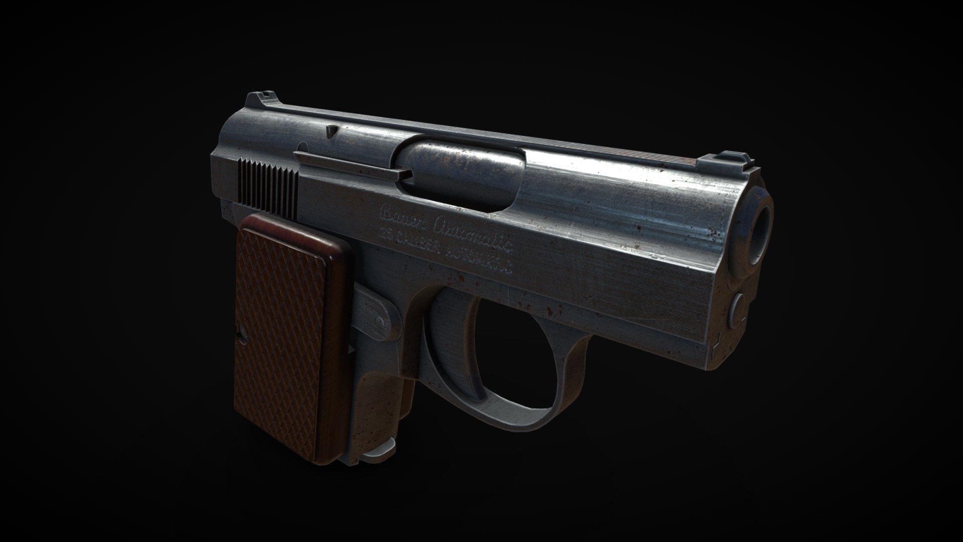 Pistol Bauer .25 cal auto - baby browning copy - 3D model by Alyrio ...