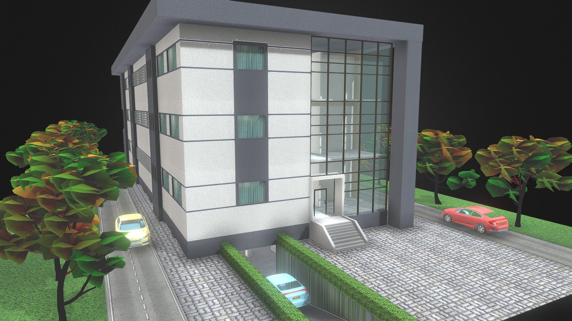 3storey building - 3D model by flysky12 [7313cc6] - Sketchfab