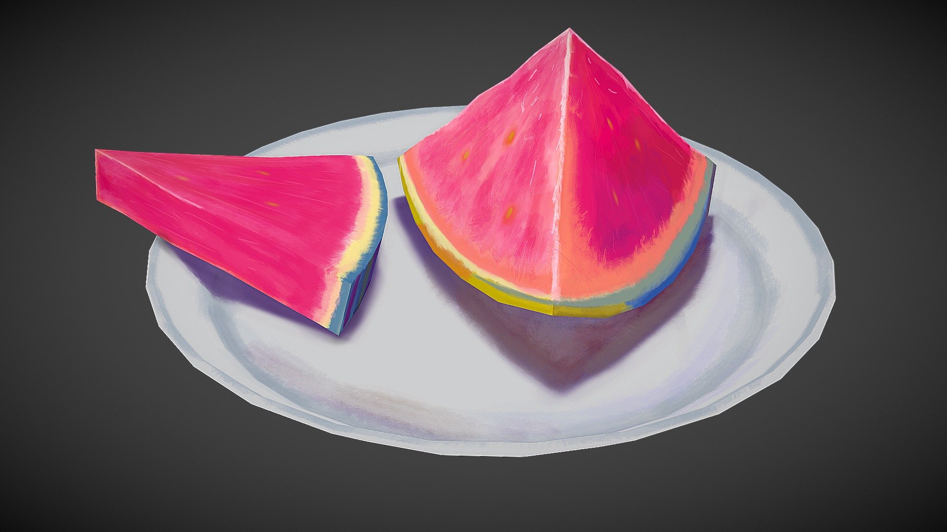 Watercolor watermelon - 3D model by Dabarib (@nevan) [7316d9d] - Sketchfab