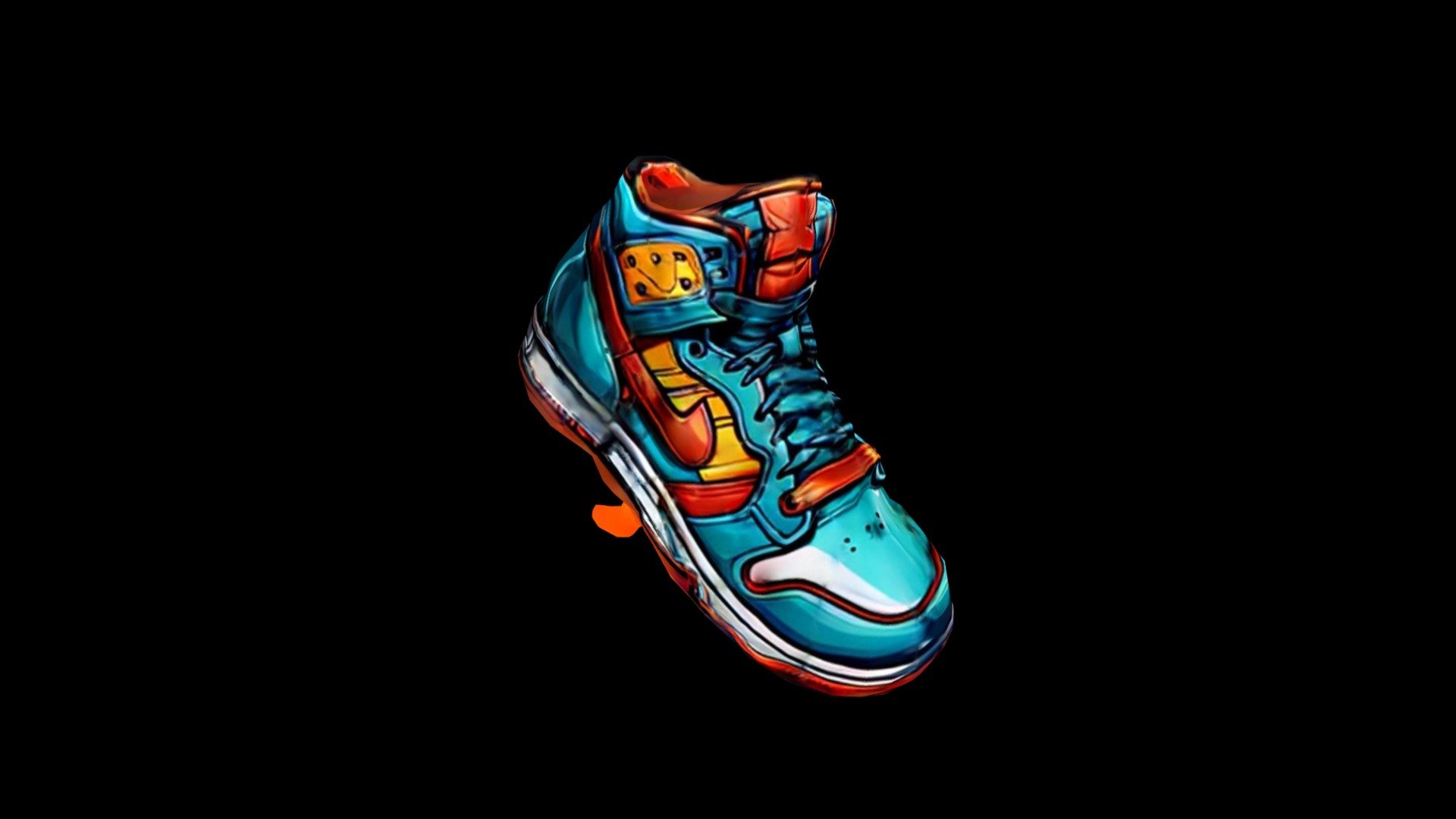 The image is a cartoon illustration of a Nike sh - Download Free 3D ...