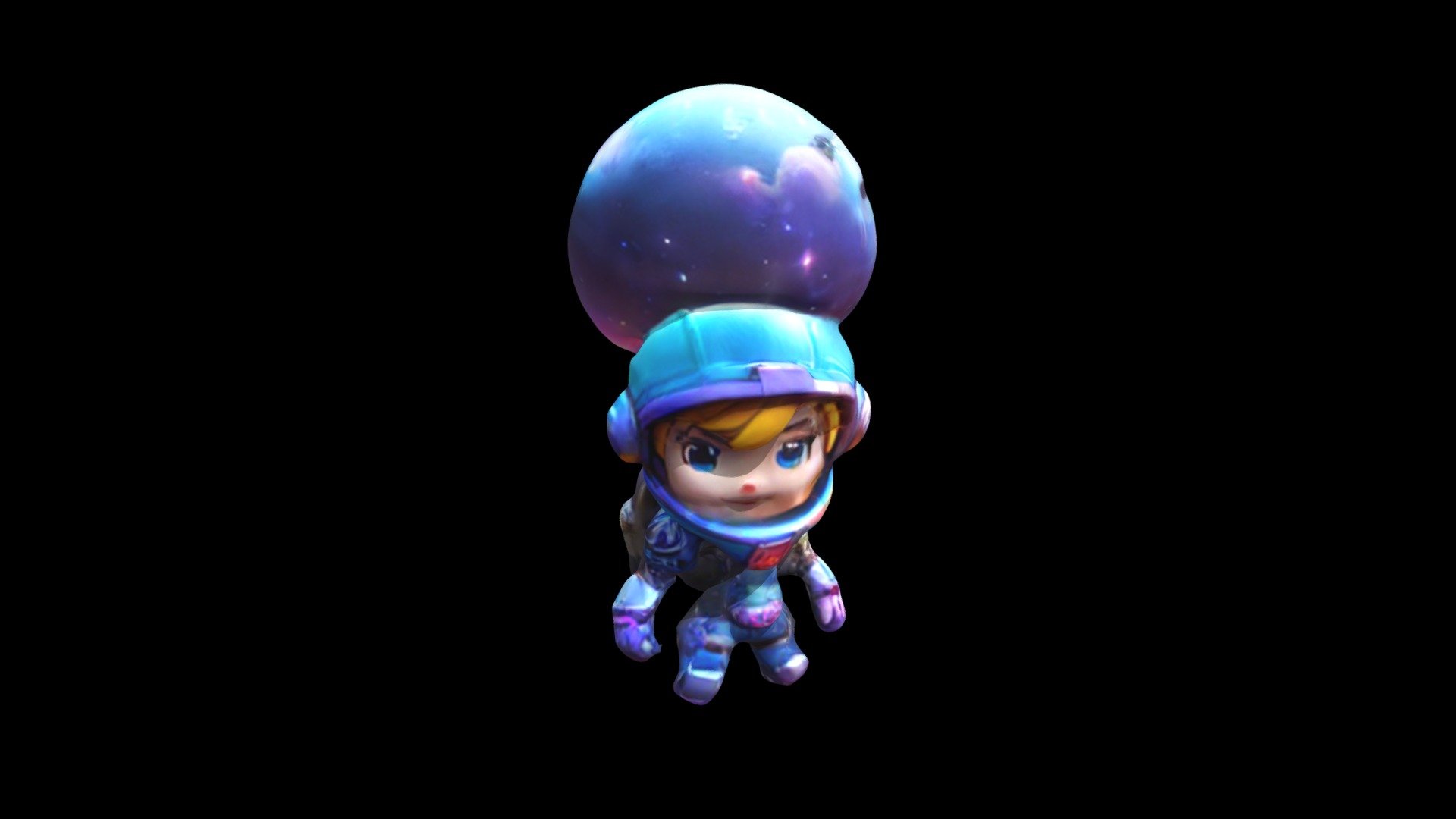 Space-themed game girl character wearing a helme - Download Free 3D ...