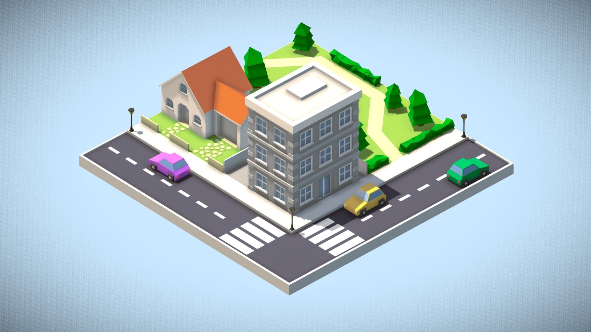 Low Poly city scene - 3D model by Yann Pérès (@yannperes) [735996c ...