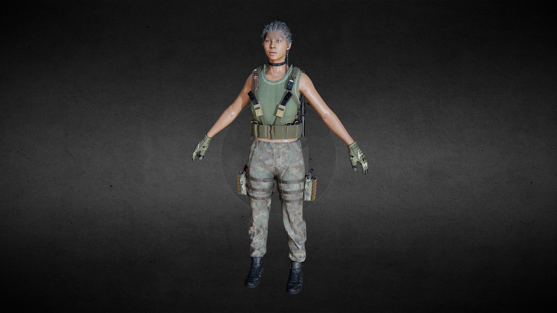 Realistic Military African Female Soldier - 3D model by Console Art ...