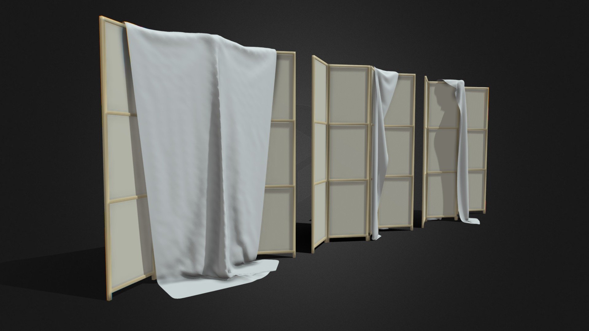 room divider screen panel Cloth Drape untextured - Buy Royalty Free 3D ...