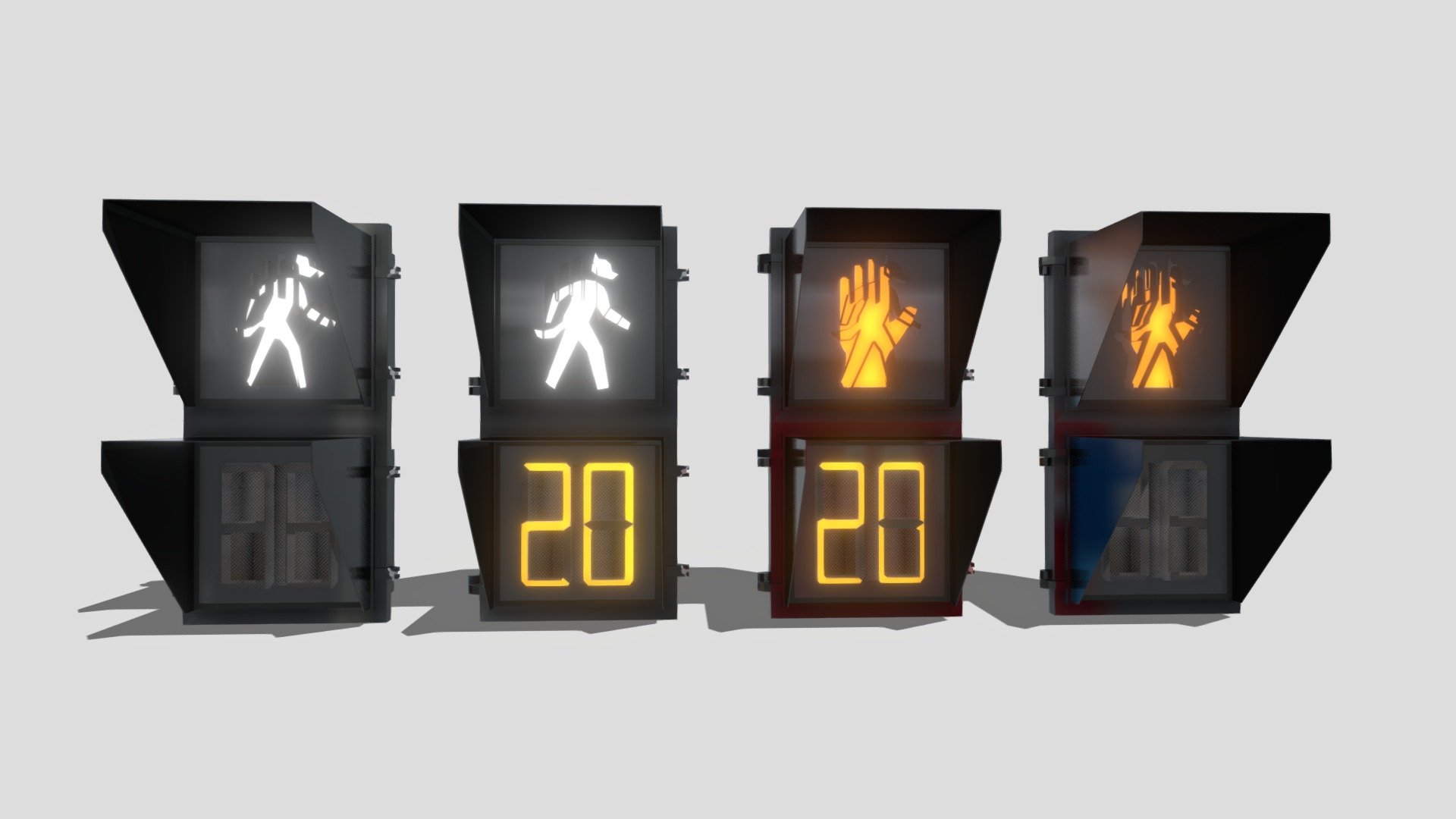 11"x2 Coyote Pedestrian Signals set - 3D model by Signalrenders ...