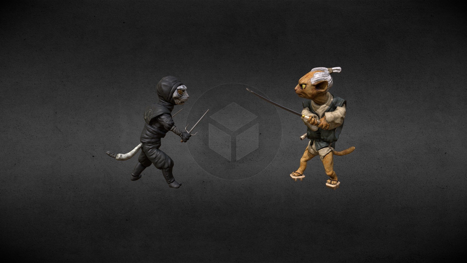 cat fight - Download Free 3D model by -igor- [739415d] - Sketchfab