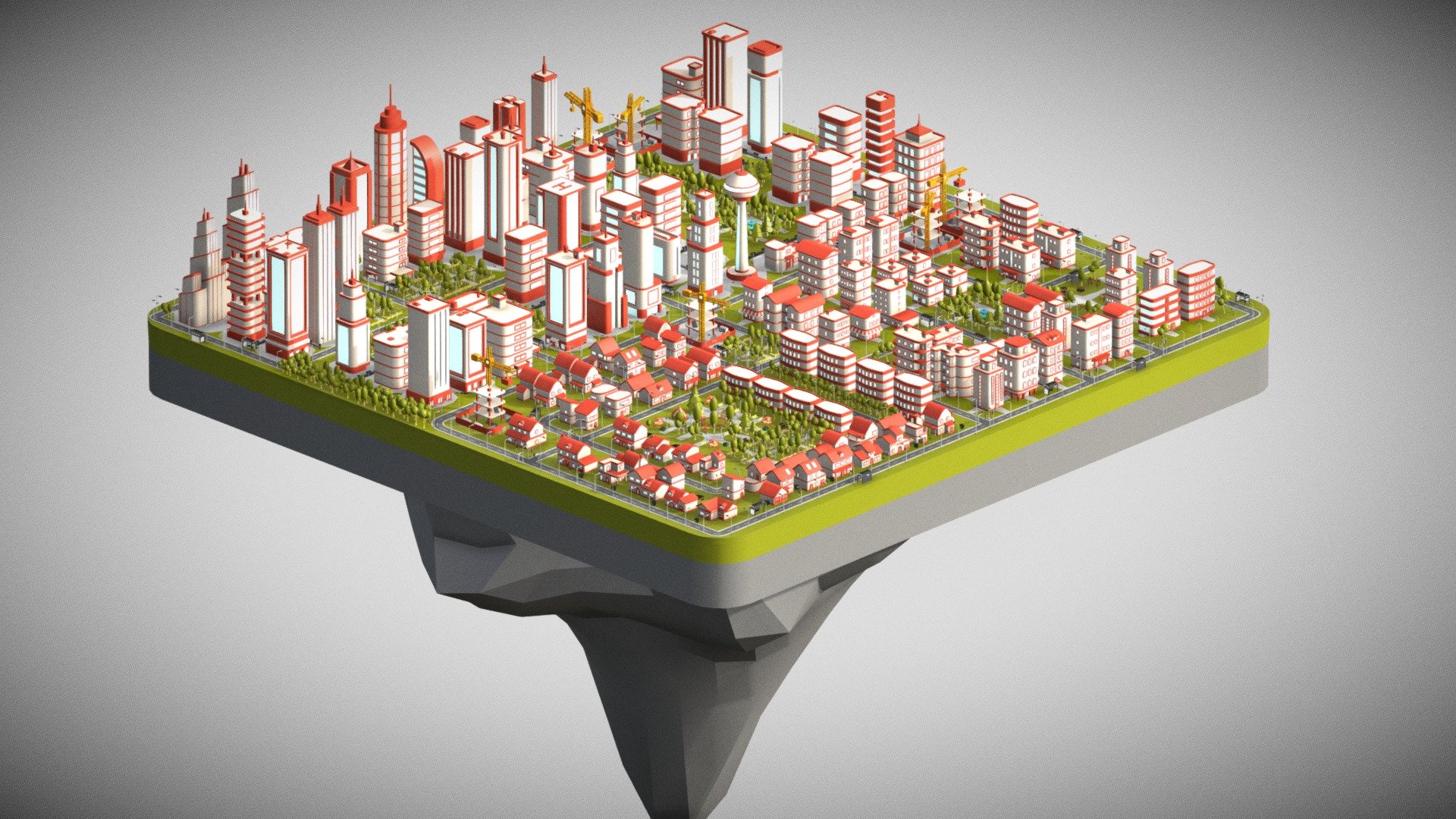 Simple Cartoon City Mega Pack (Sample City) - Download Free 3D model by ...