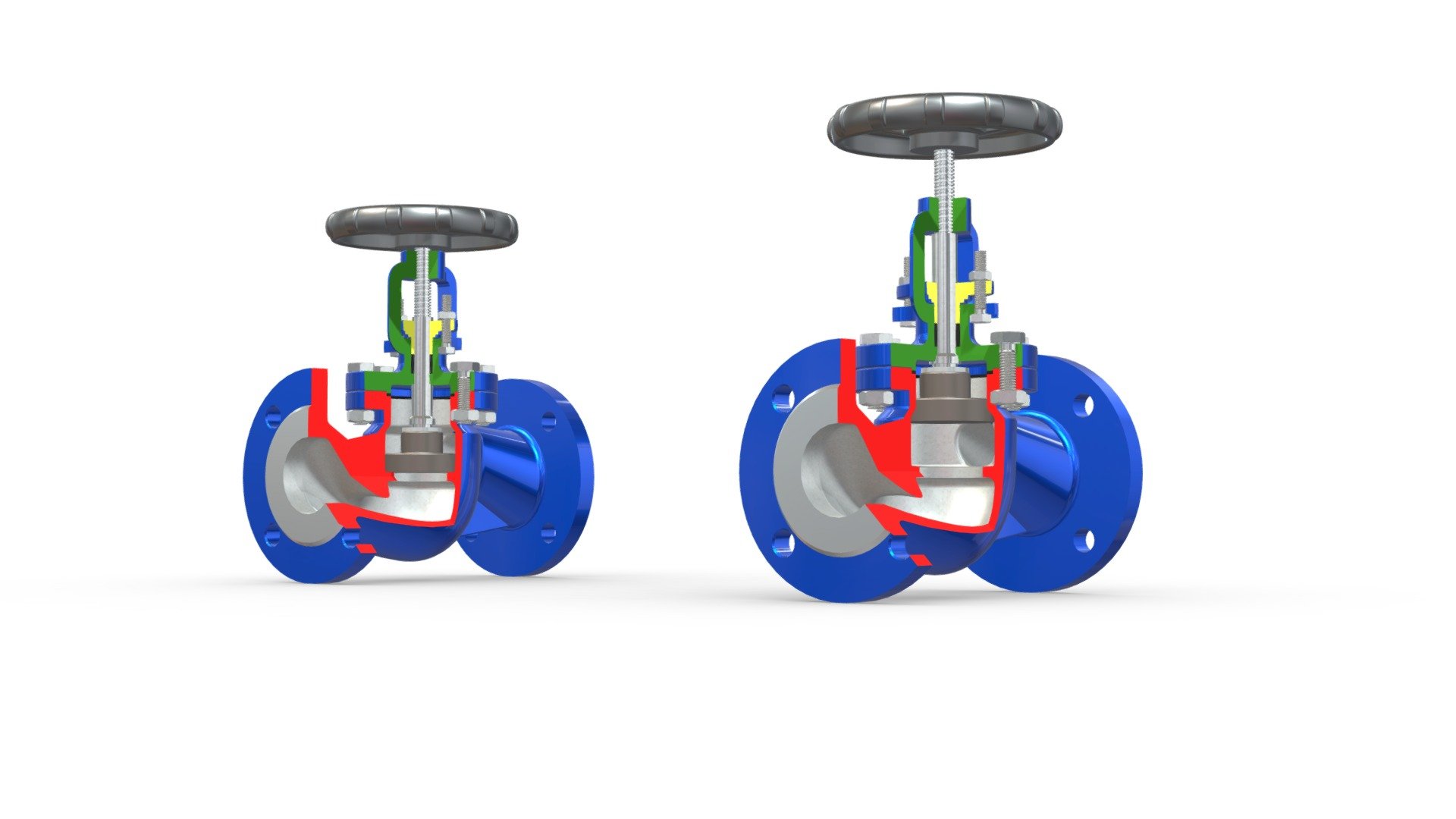 Globe Valves Section - 3D CAD model - 3D model by Freek de With ...