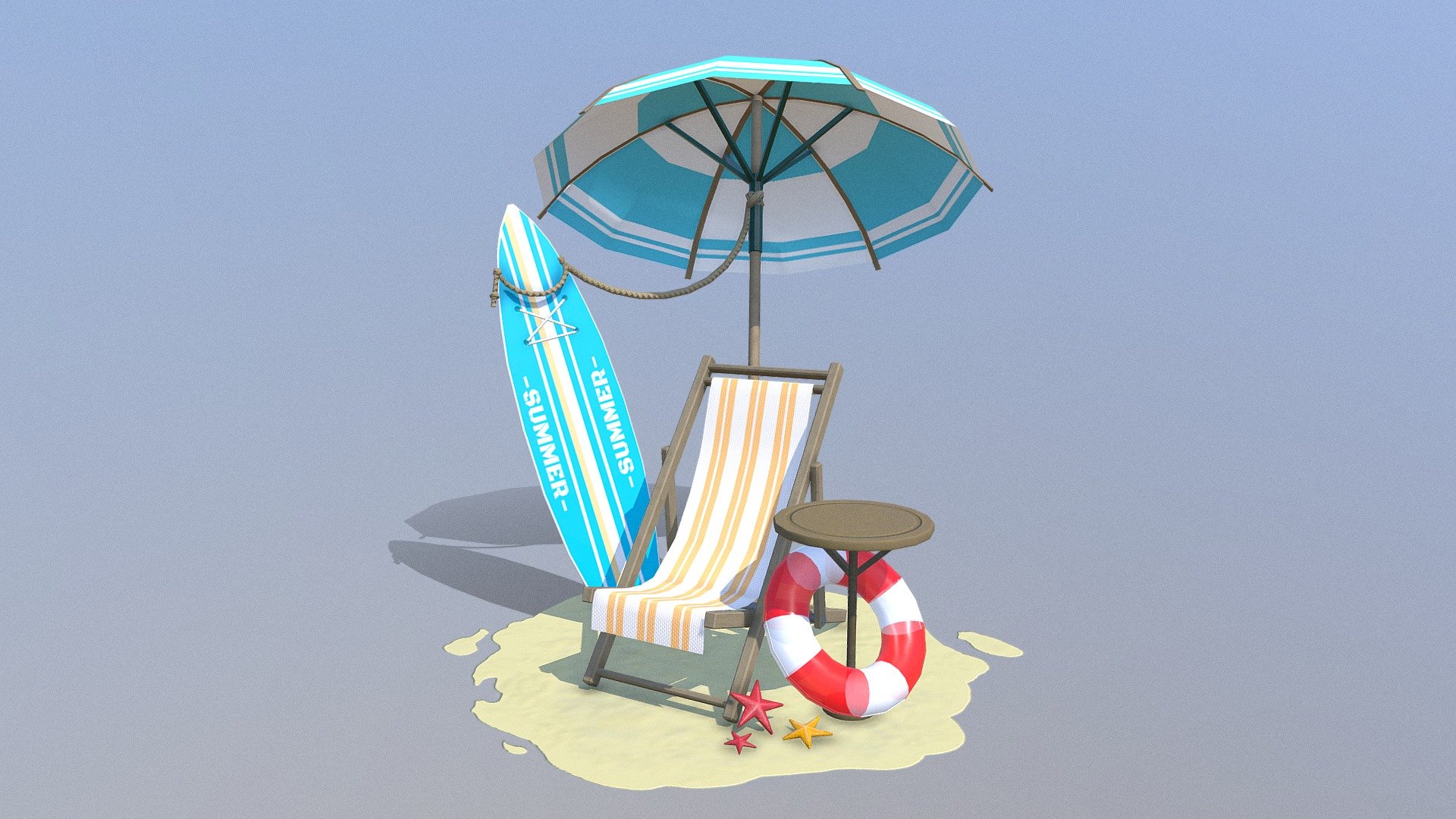 Beach Scene - Buy Royalty Free 3D model by tran.ha.anh.thu.99 [73ec6c4 ...