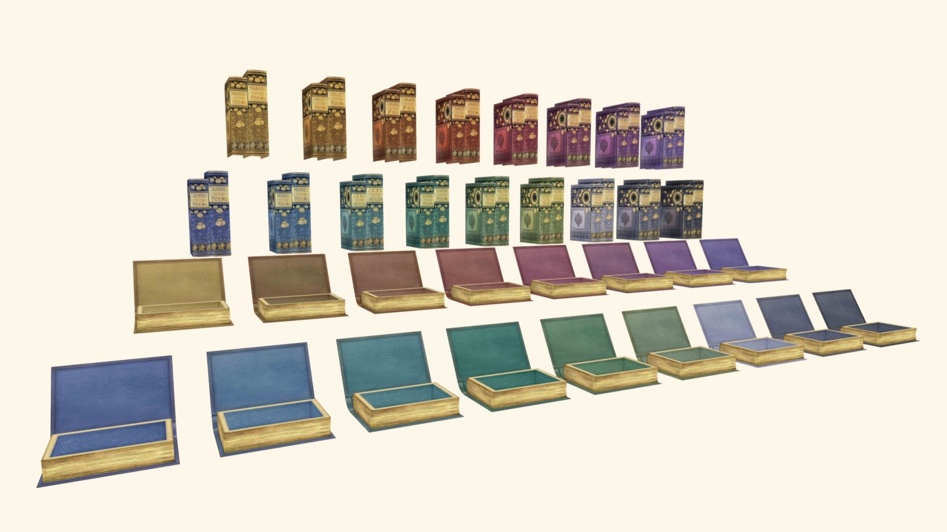 Fake book boxes [poems] | Papercraft models - 3D model by mogami ...