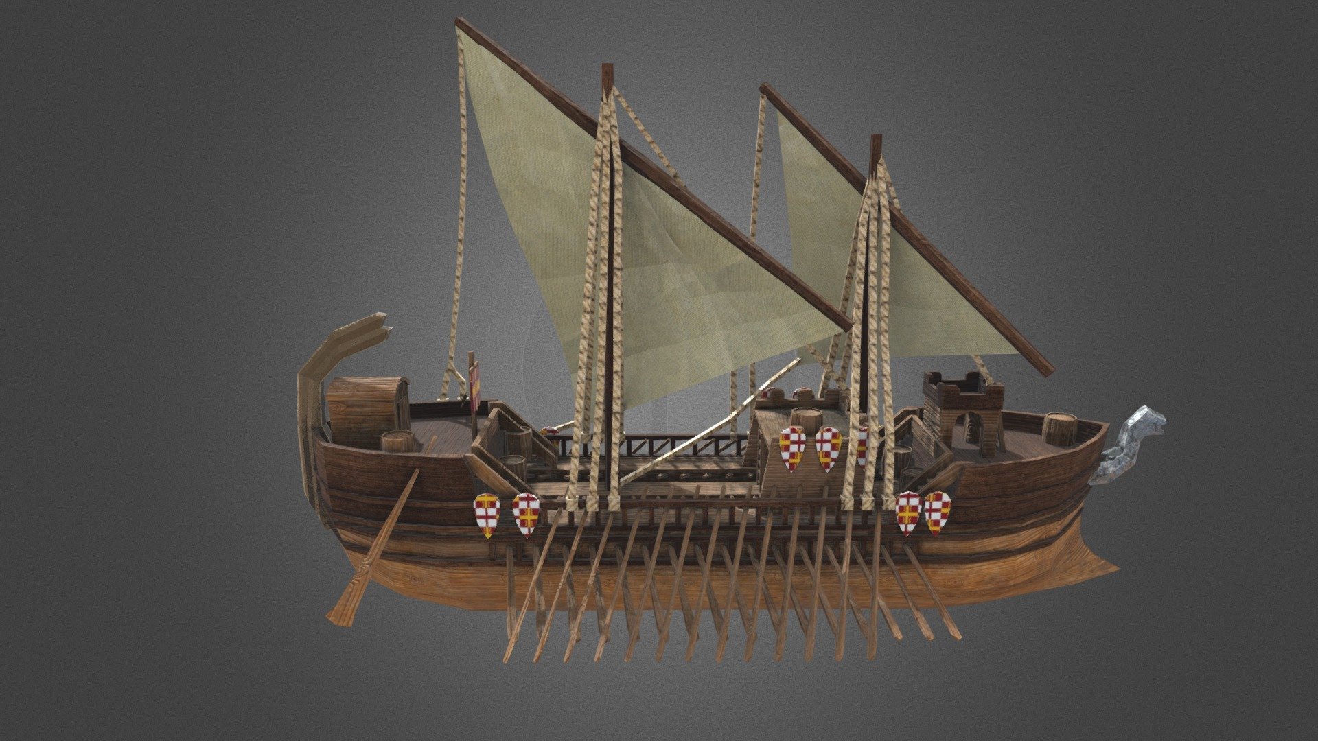Dromon medieval ship - Download Free 3D model by Mitro123 [740f6d7 ...