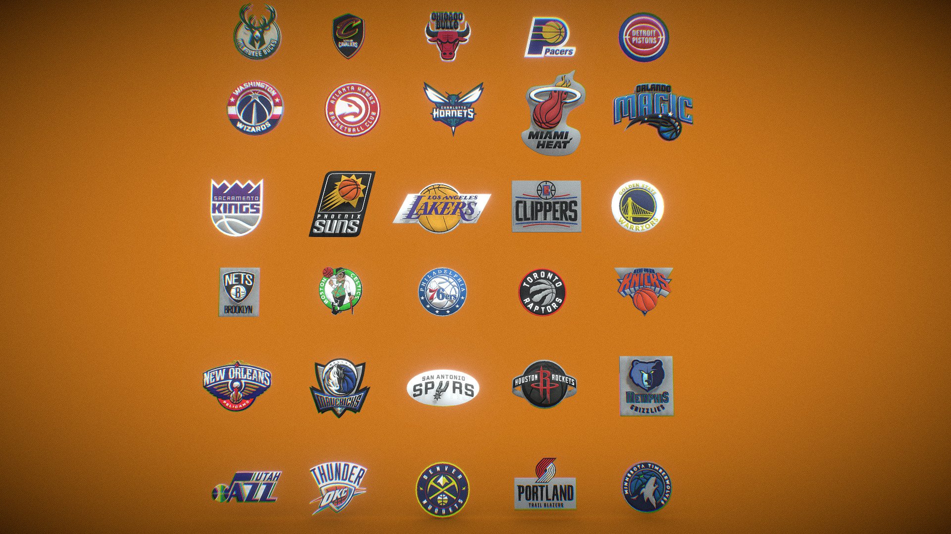 NBA All Teams Logos Printable And Renderable Buy Royalty Free 3D