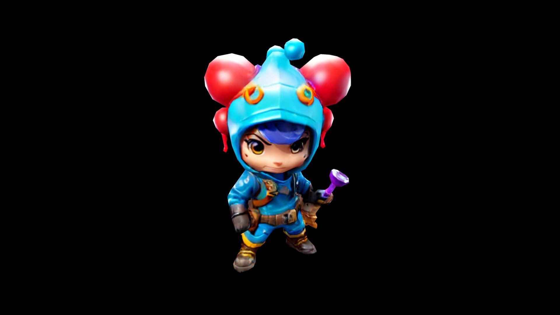Chibi character in a blue outfit, balloons for e - Download Free 3D ...